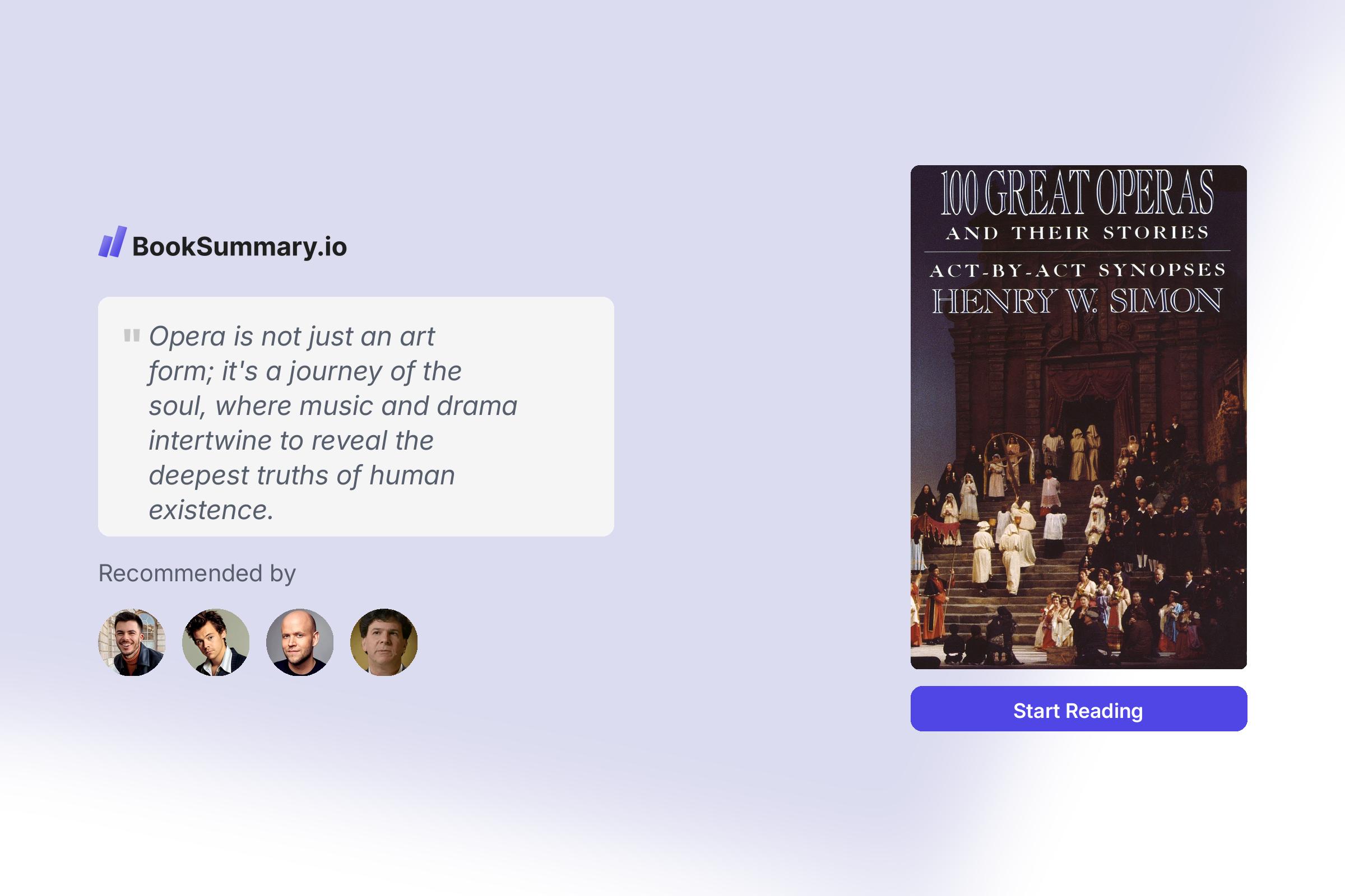 100 Great Operas And Their Stories Summary | Listen to Podcast-Style ...