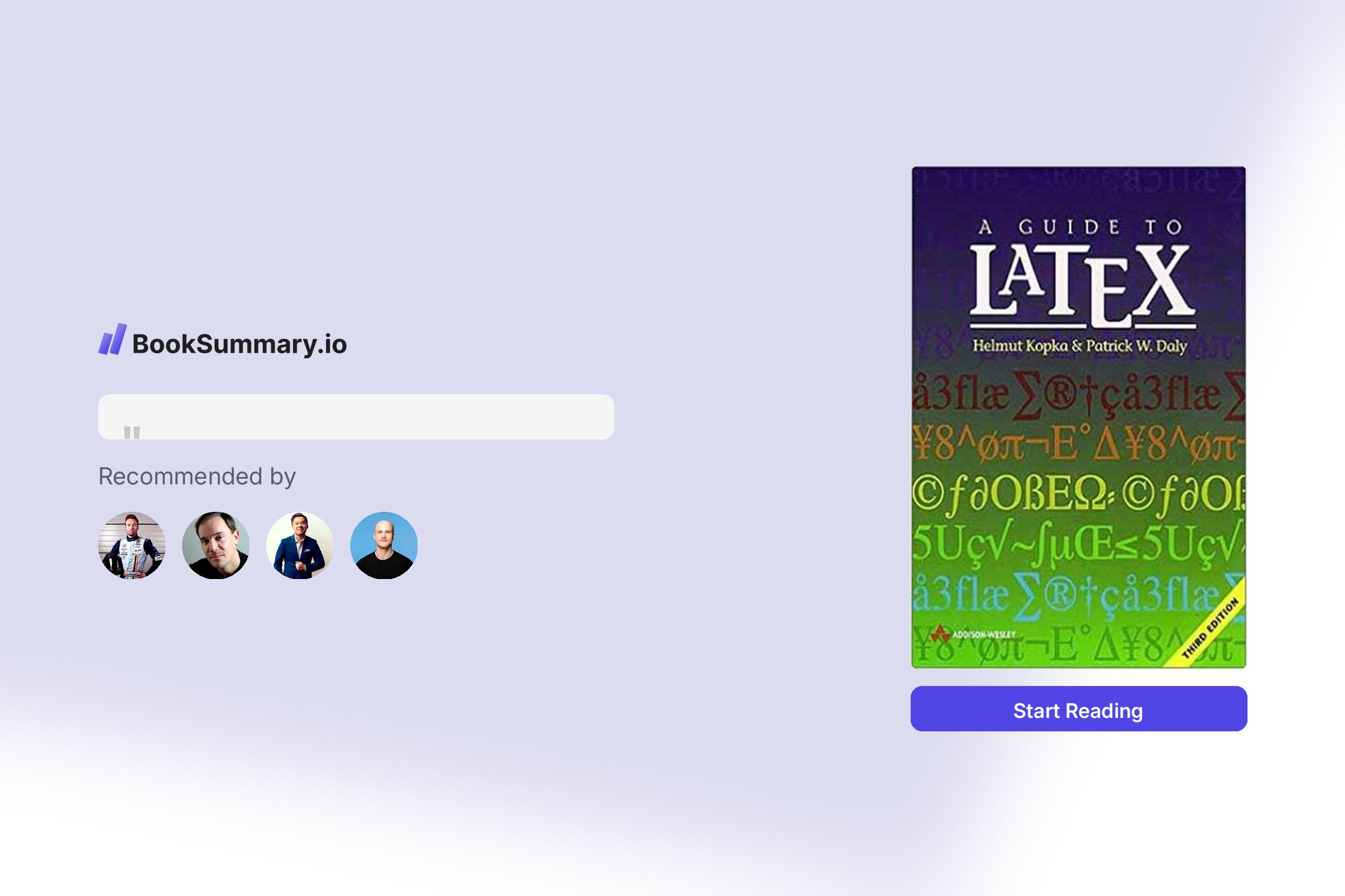 A Guide to LATEX Book Summary