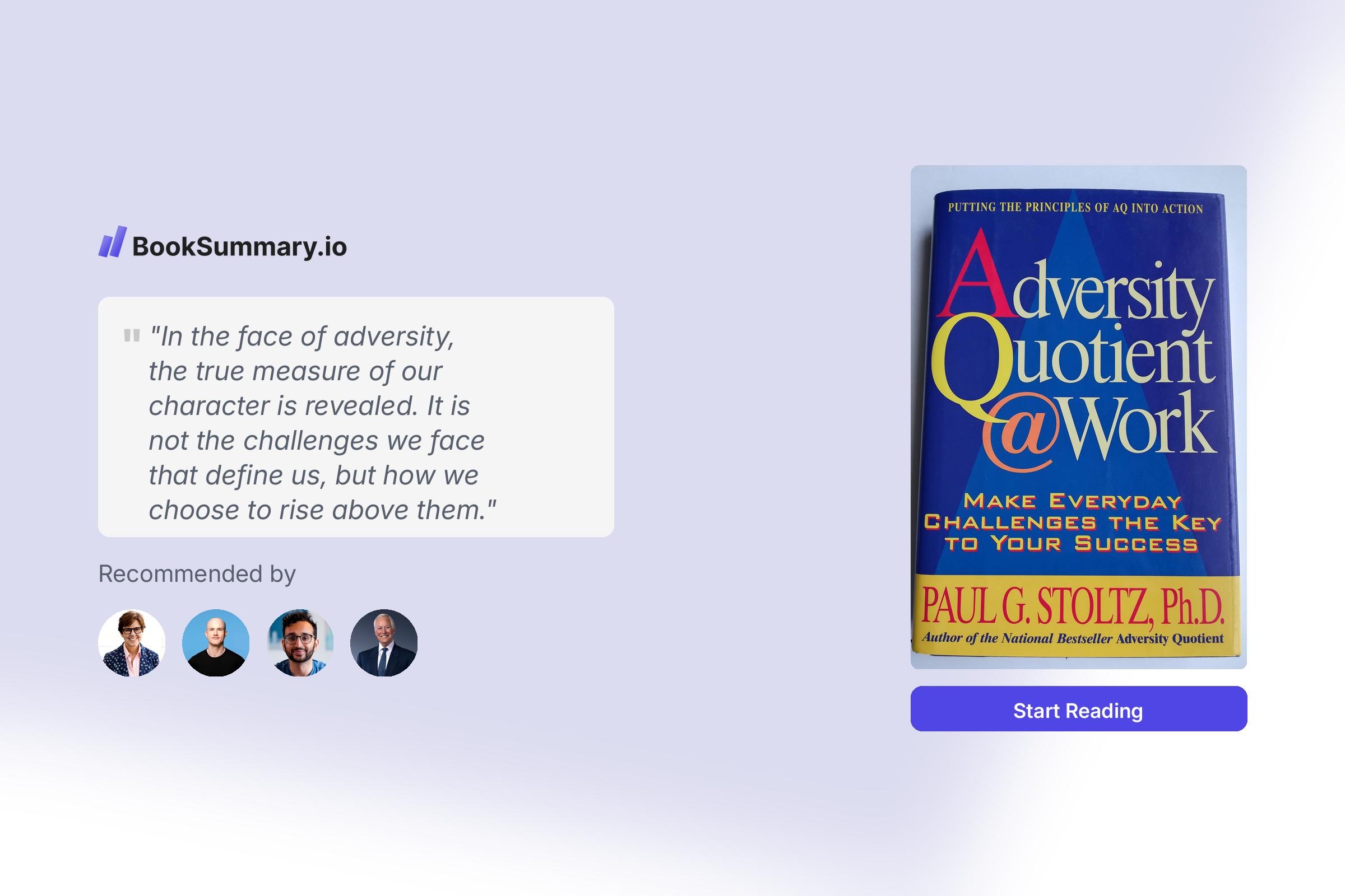 Adversity Quotient @ Work Book Summary