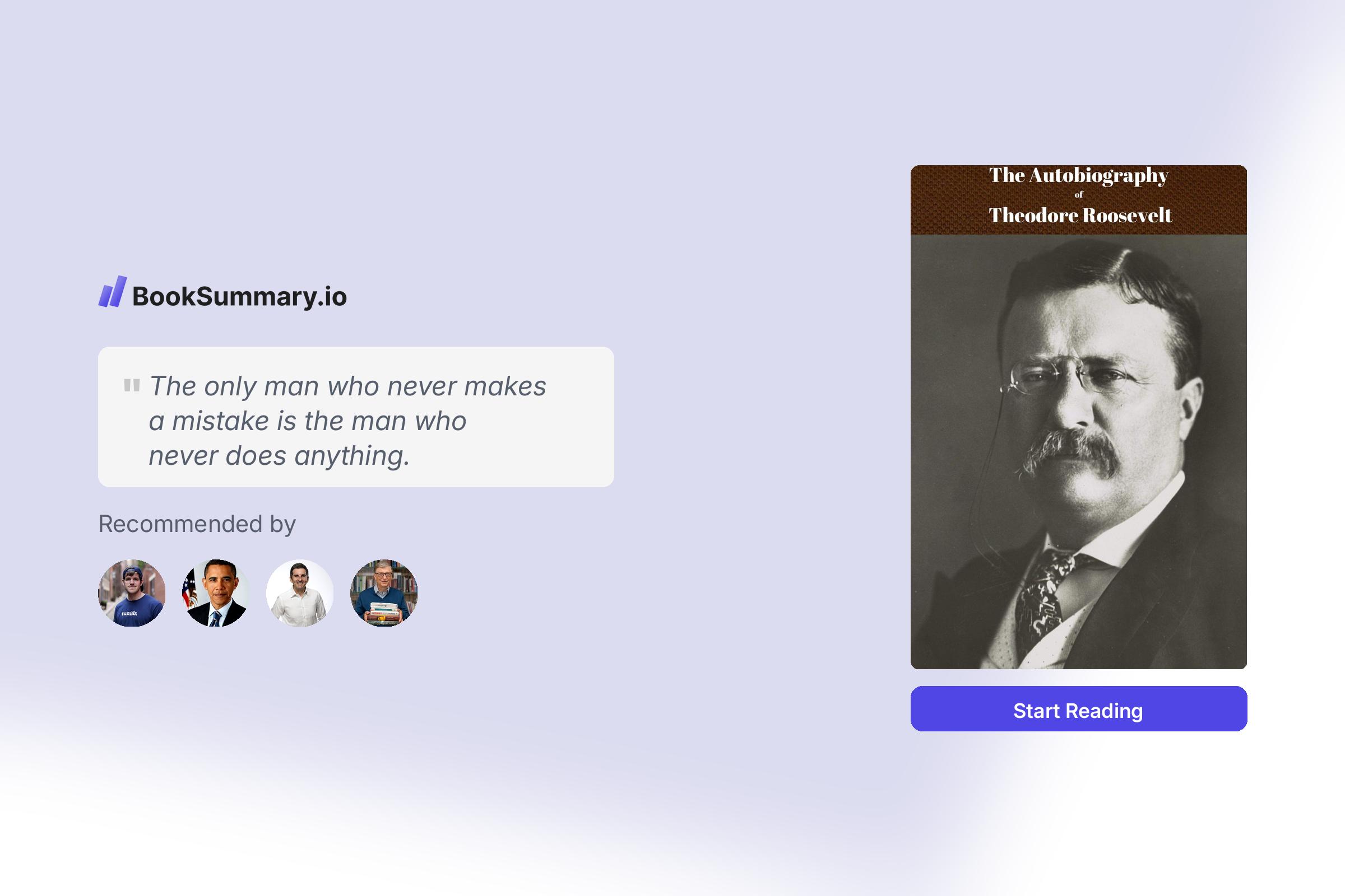 An Autobiography by Theodore Roosevelt Book Summary