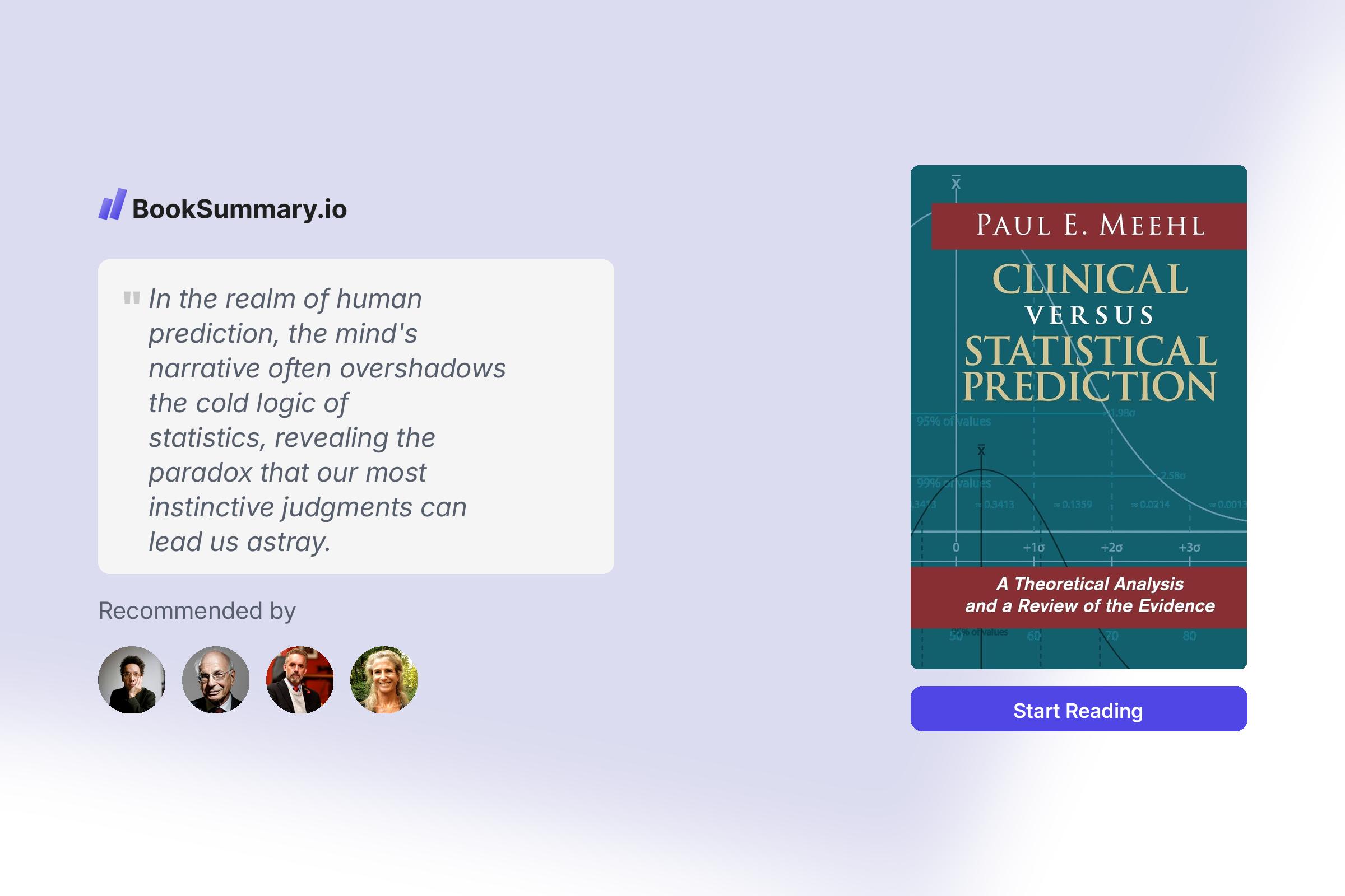Clinical Versus Statistical Prediction Book Summary