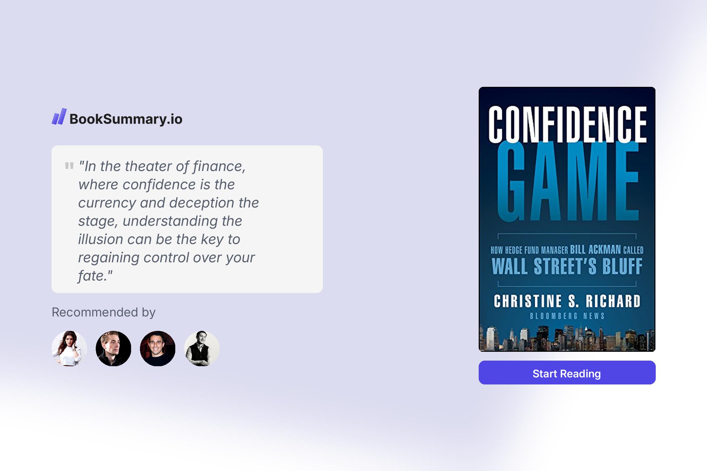 Confidence Game Book Summary