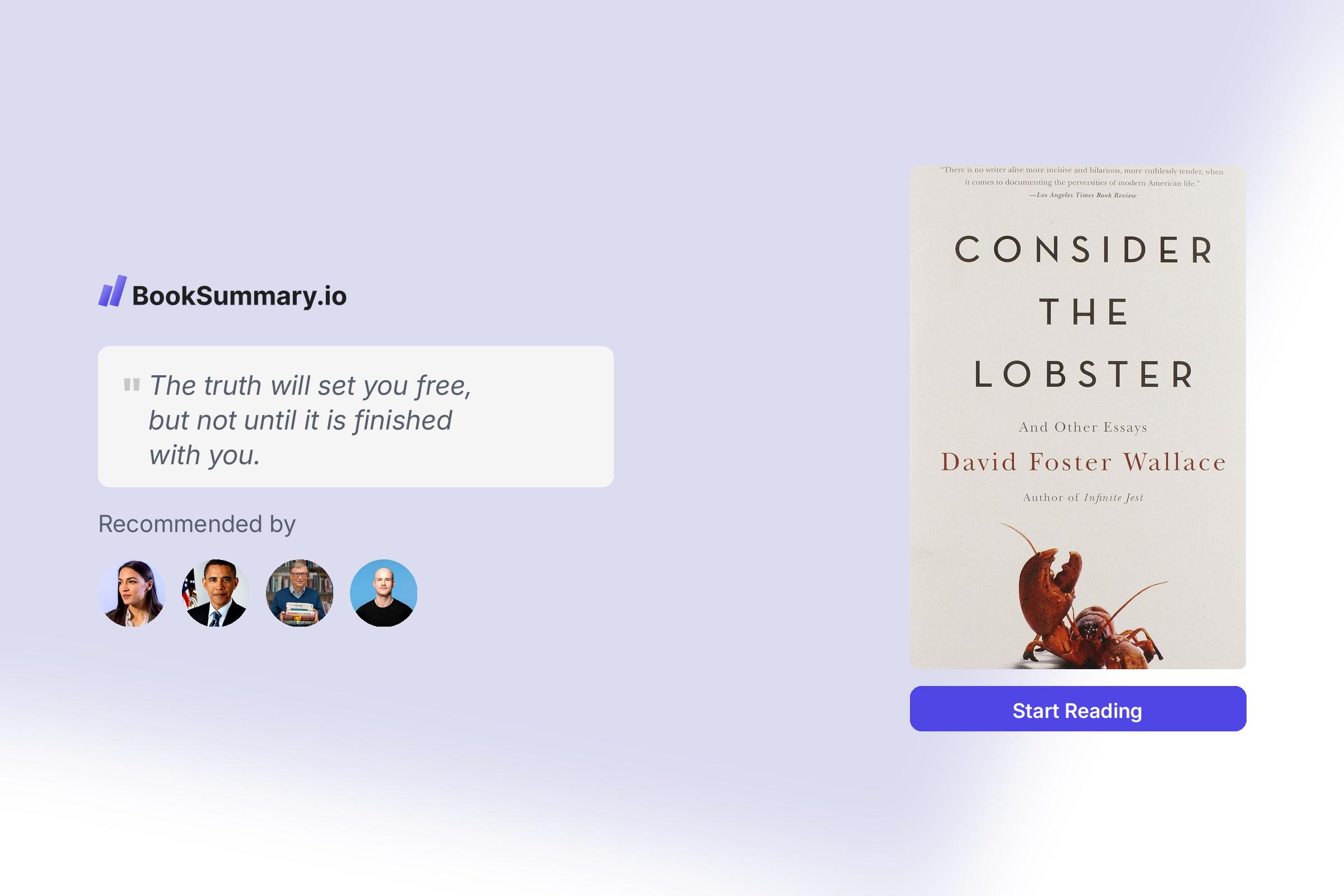 Consider the Lobster Book Summary