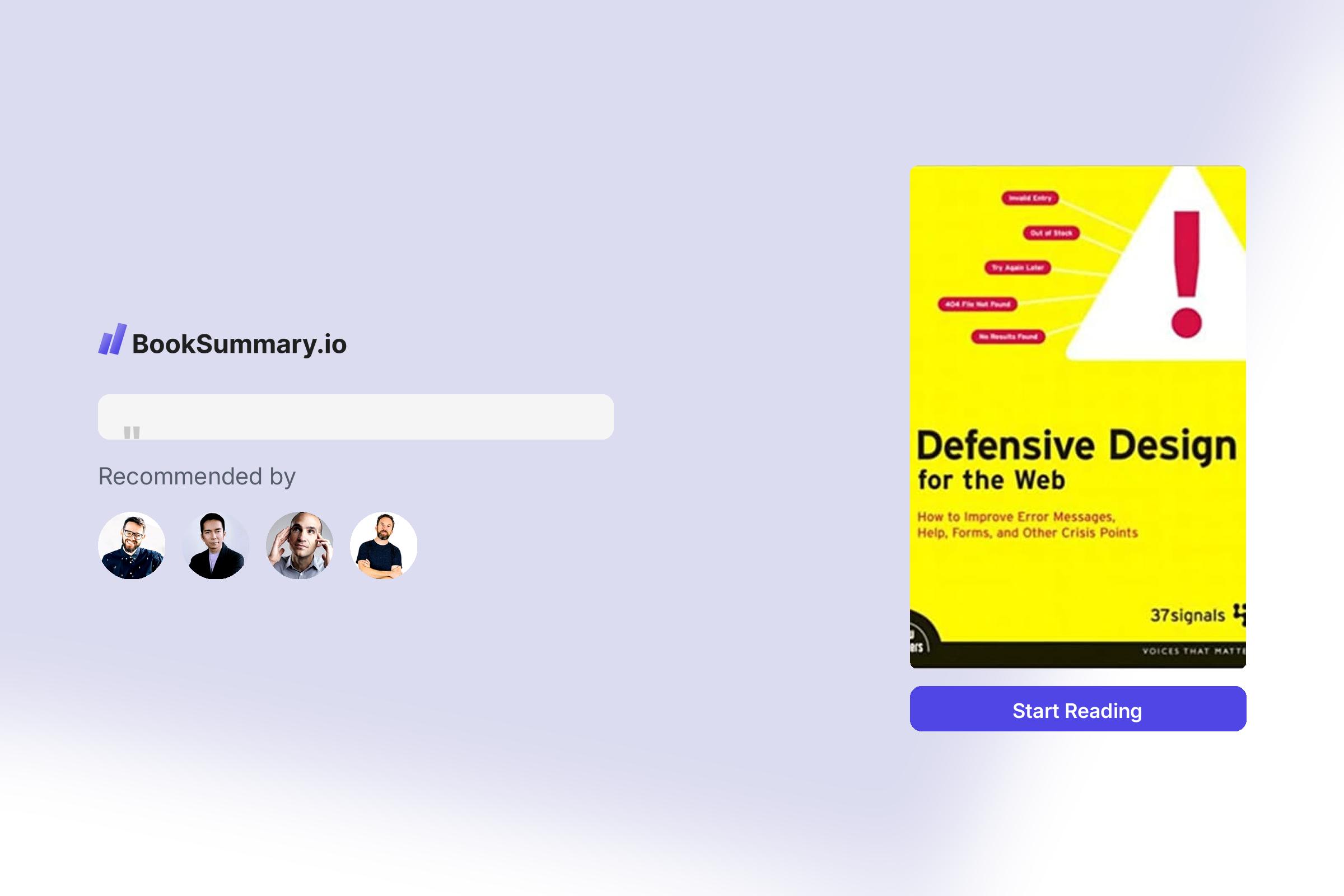 Defensive Design for the Web Book Summary