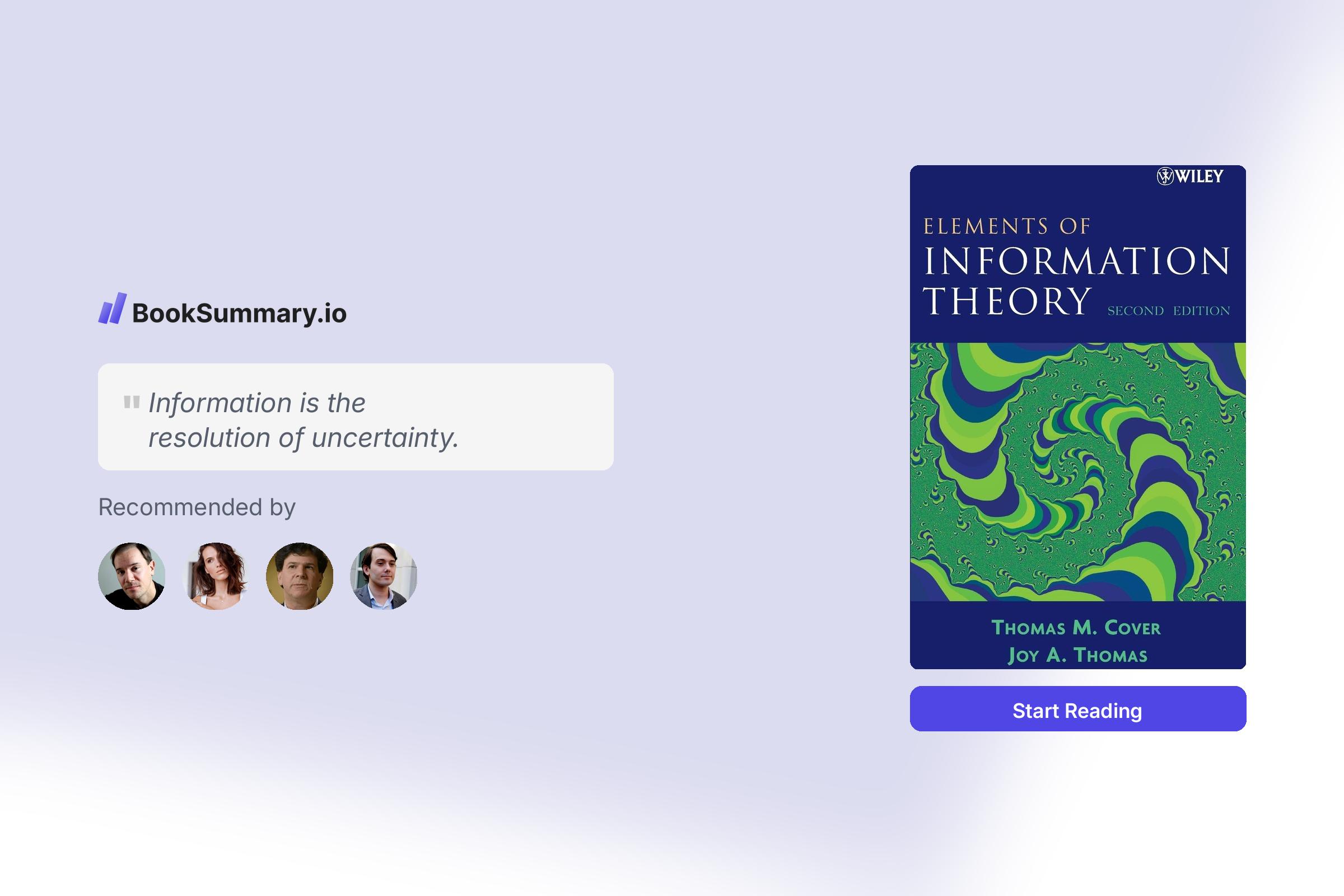 Elements of Information Theory Book Summary