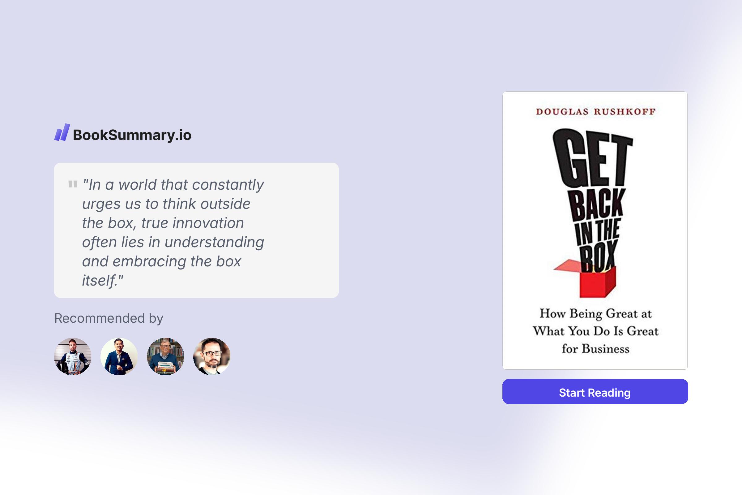 Get Back in the Box Book Summary