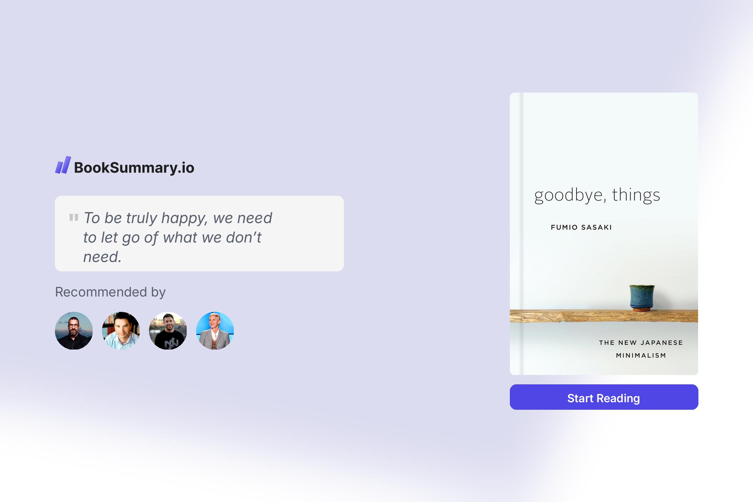 Goodbye, Things Book Summary