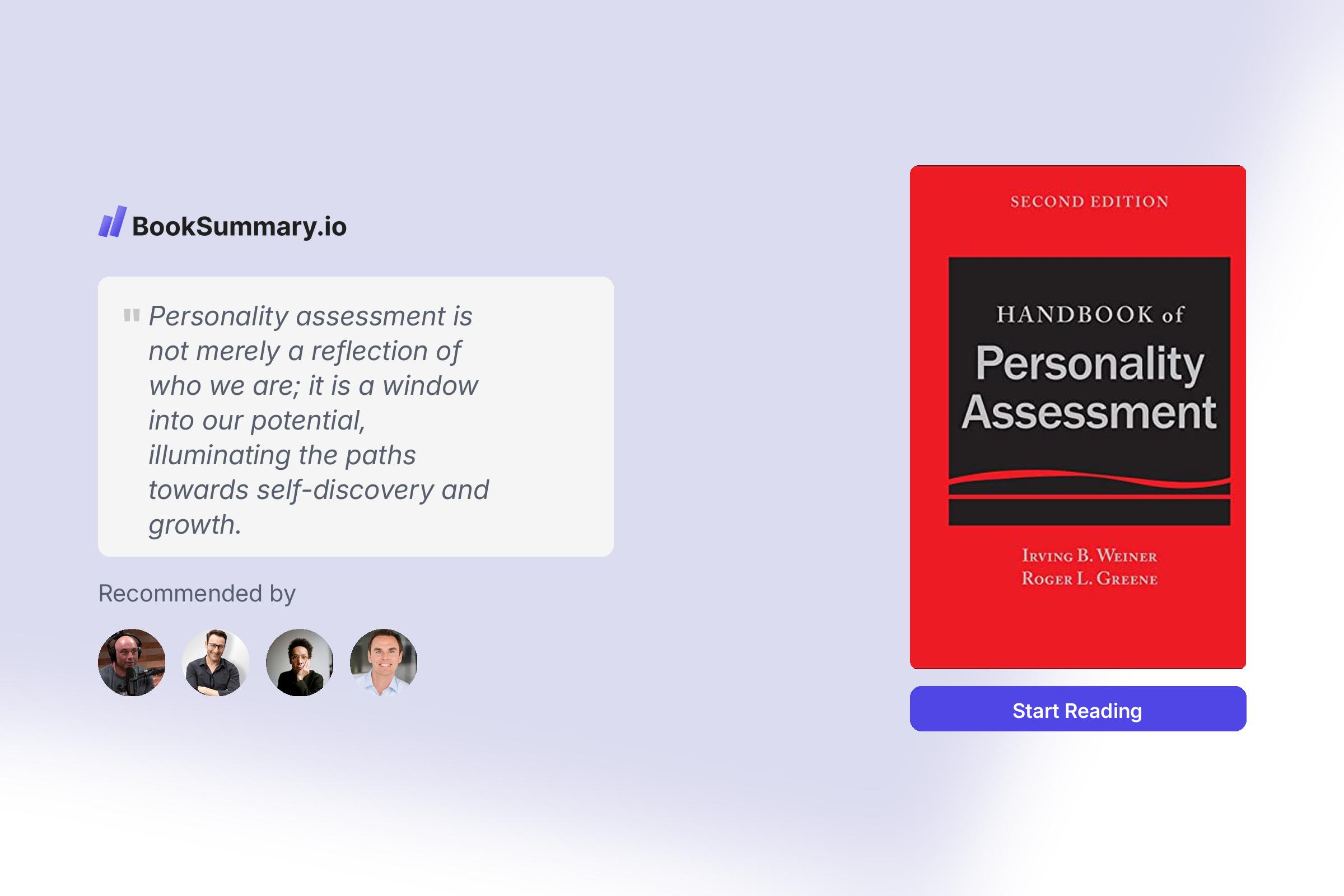 Handbook of Personality Assessment Book Summary