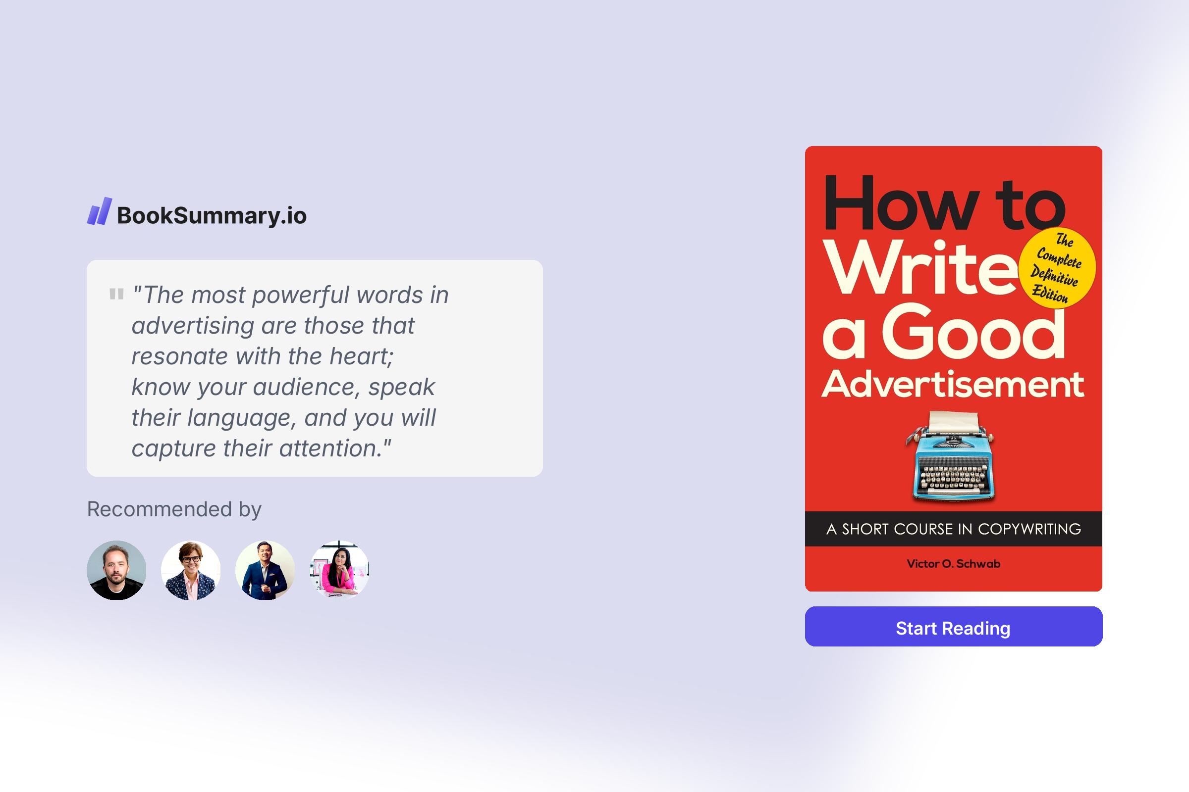How to Write a Good Advertisement Book Summary