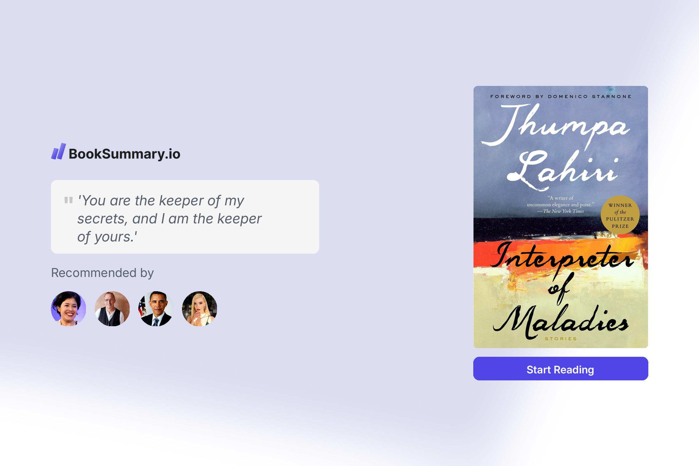 Interpreter of Maladies Book Summary