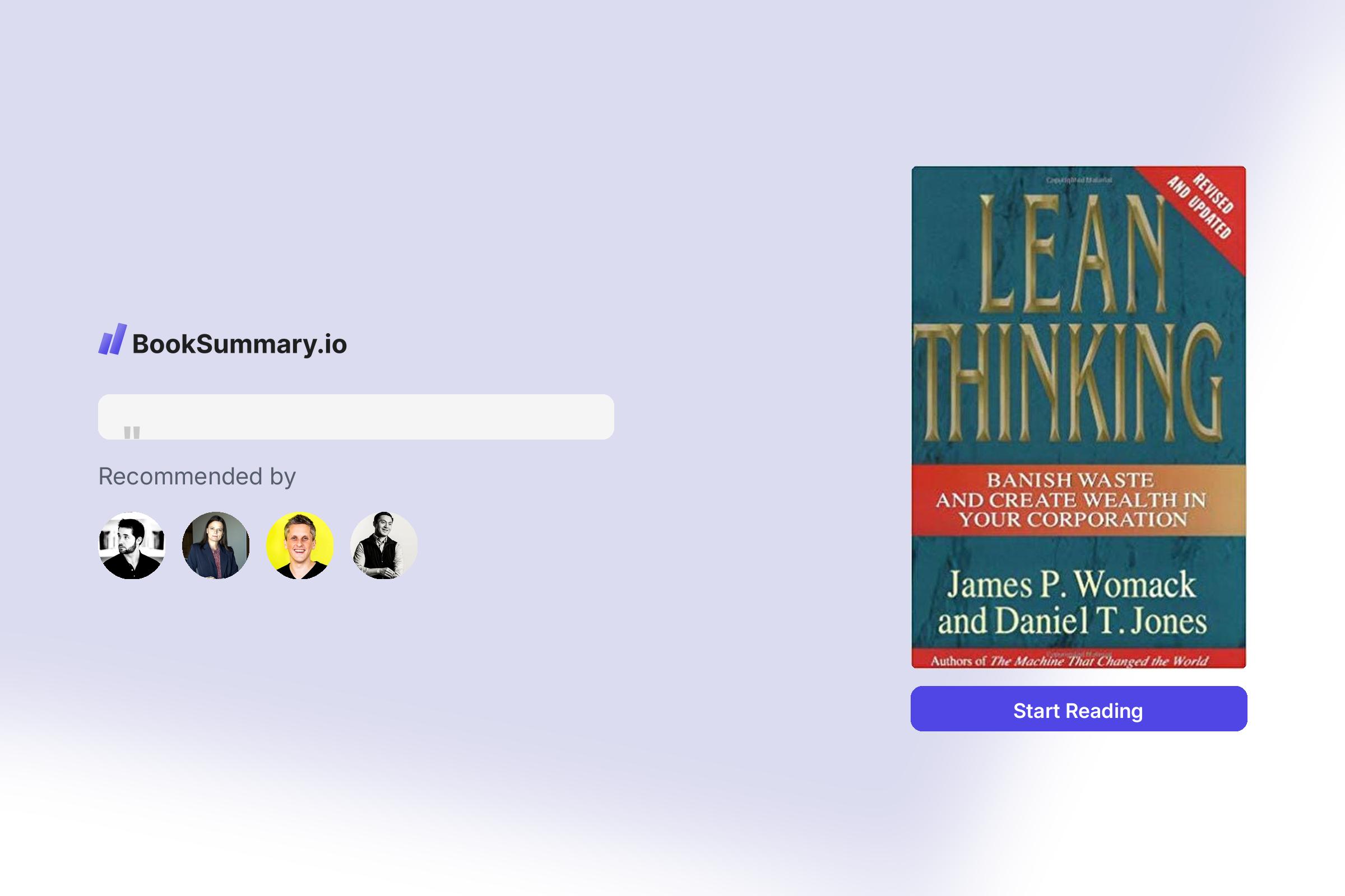 Lean Thinking Book Summary