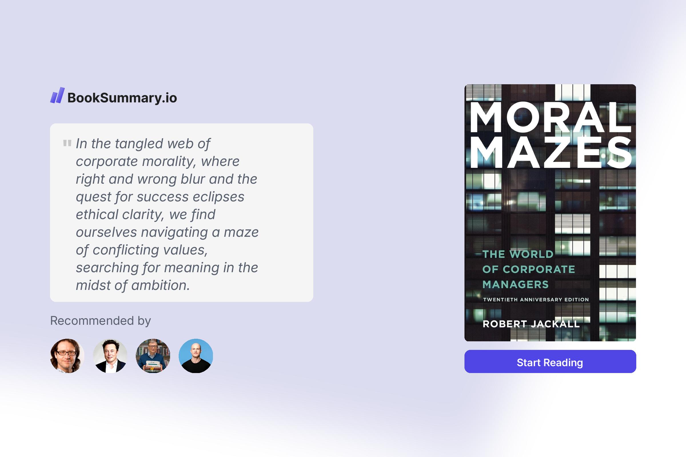 Moral Mazes Book Summary