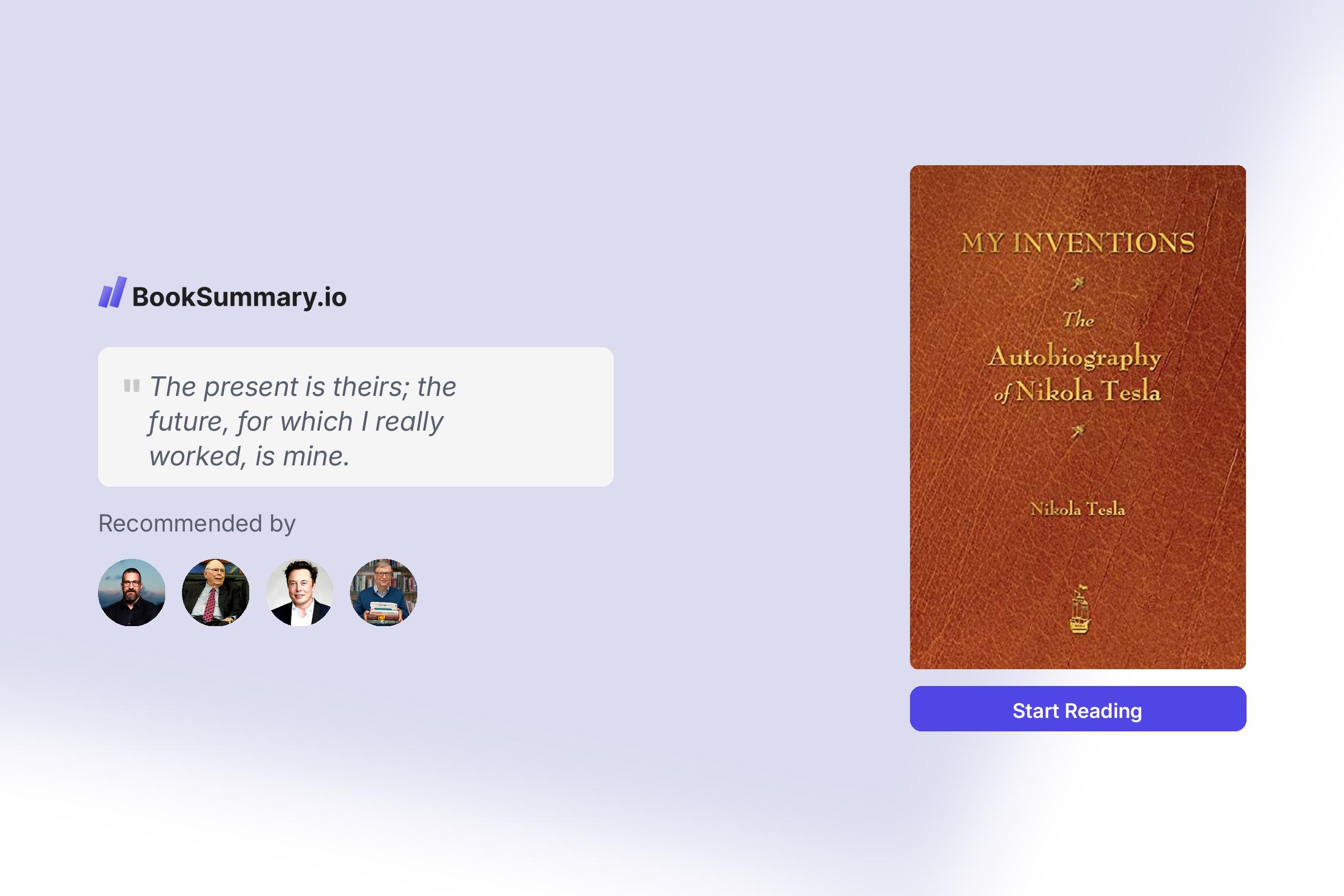 My Inventions Book Summary