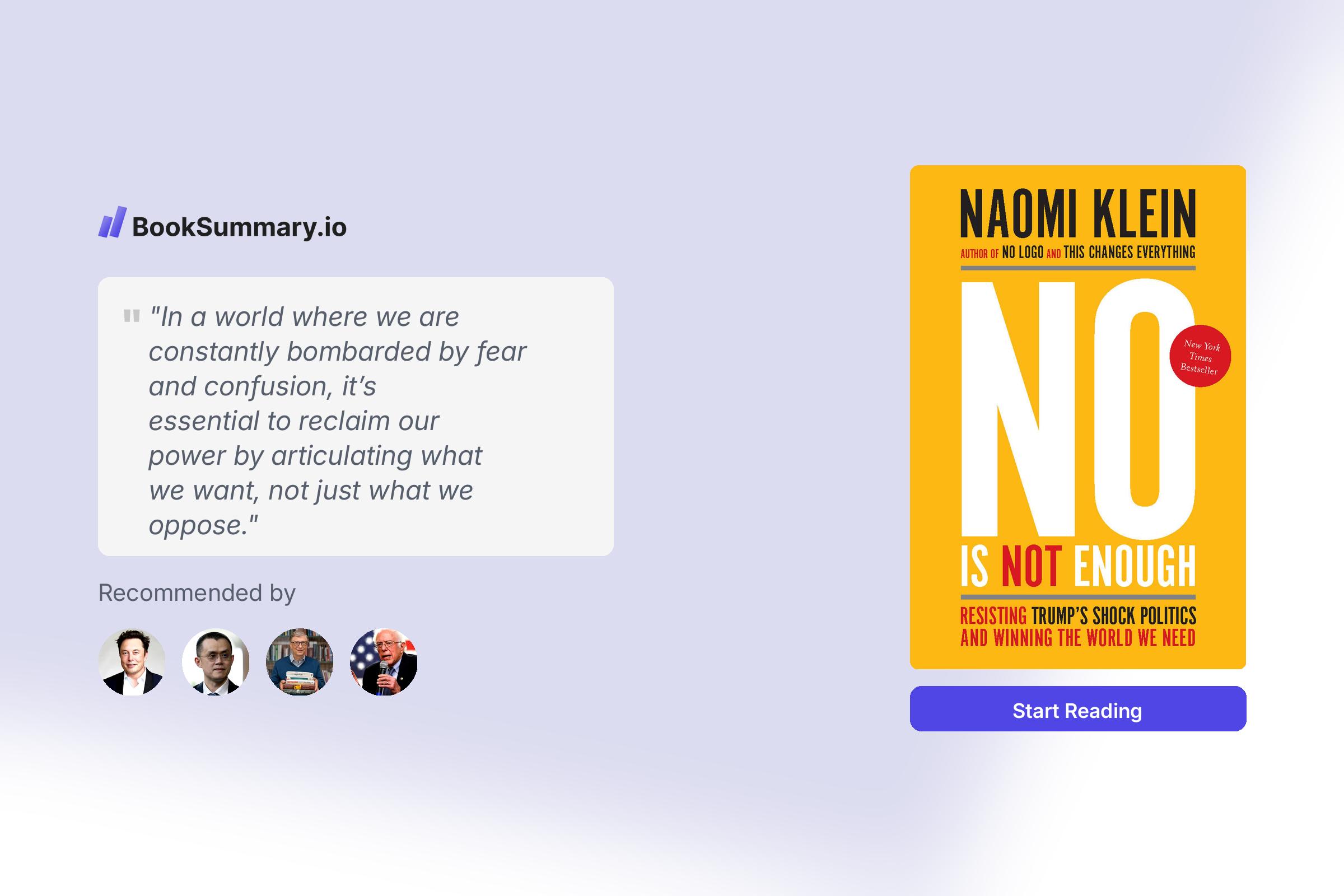 No is Not Enough Book Summary