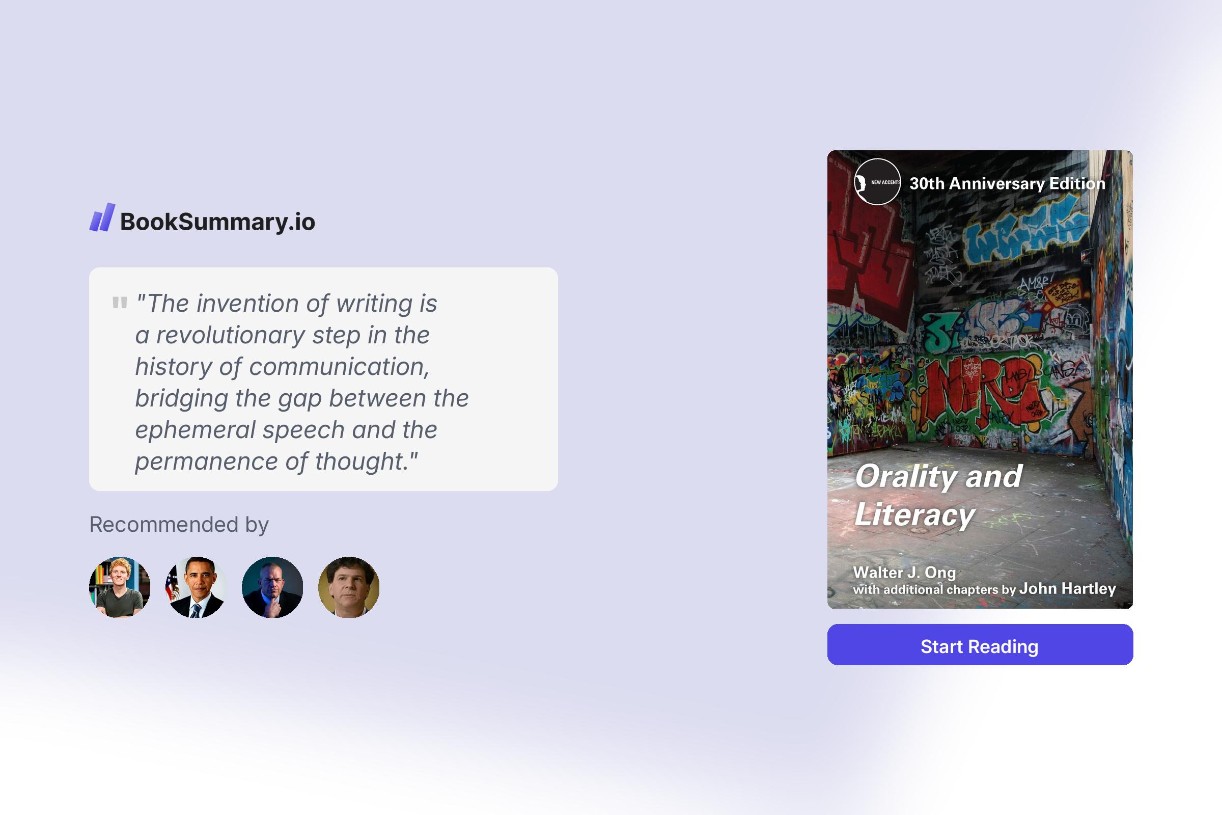 Orality and Literacy Book Summary