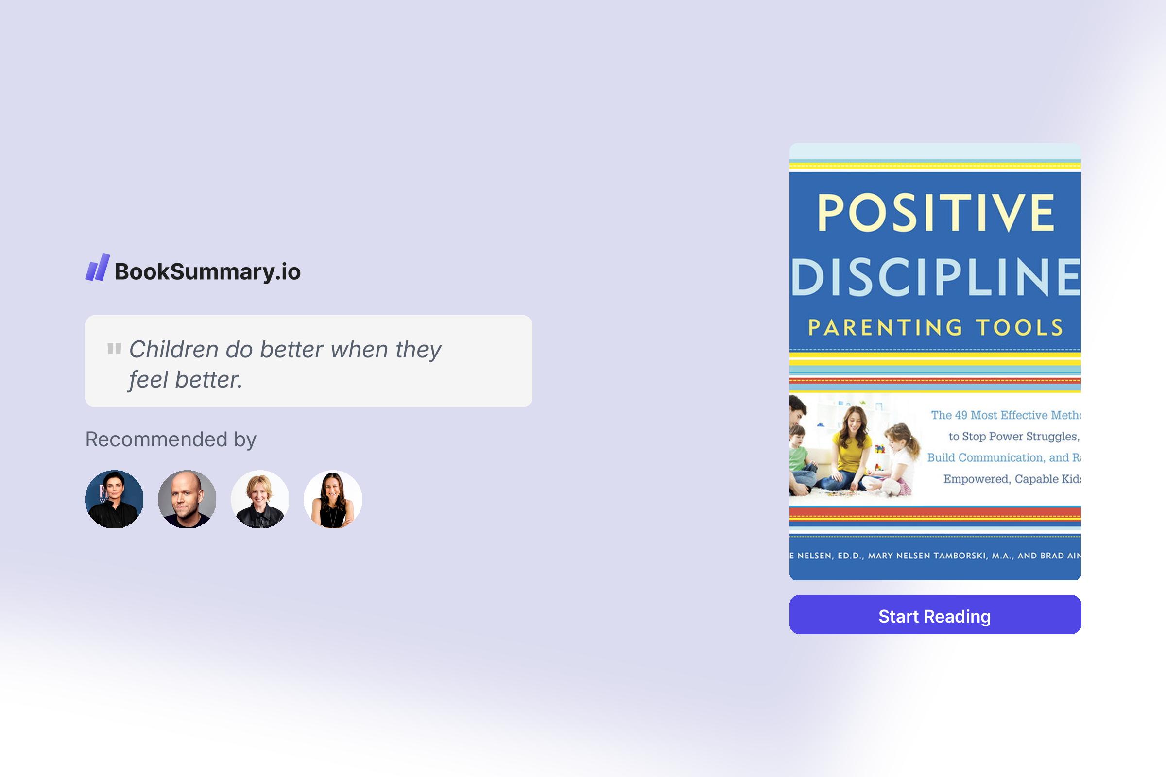 Positive Discipline Parenting Tools Book Summary