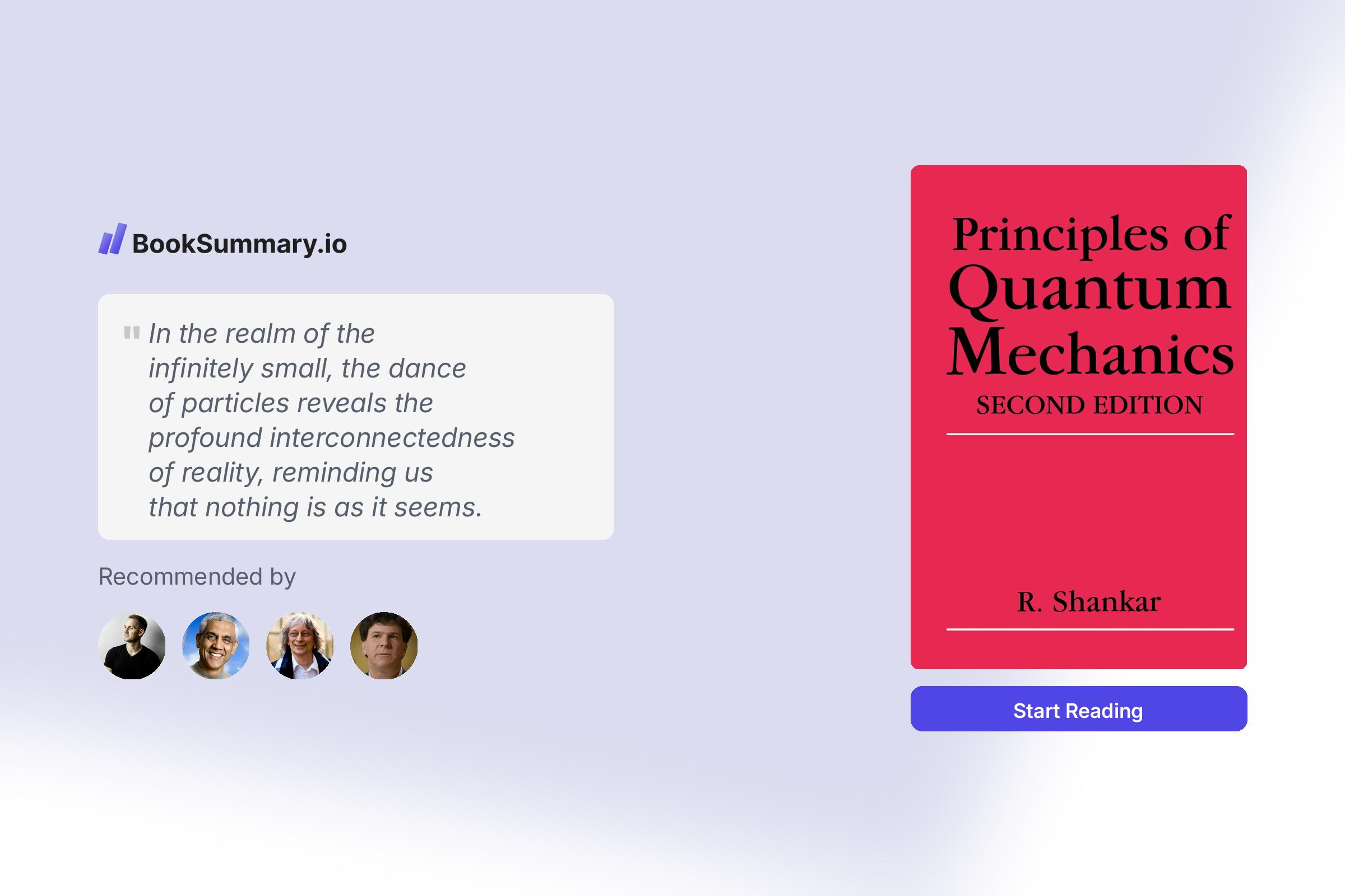 Principles of Quantum Mechanics Book Summary