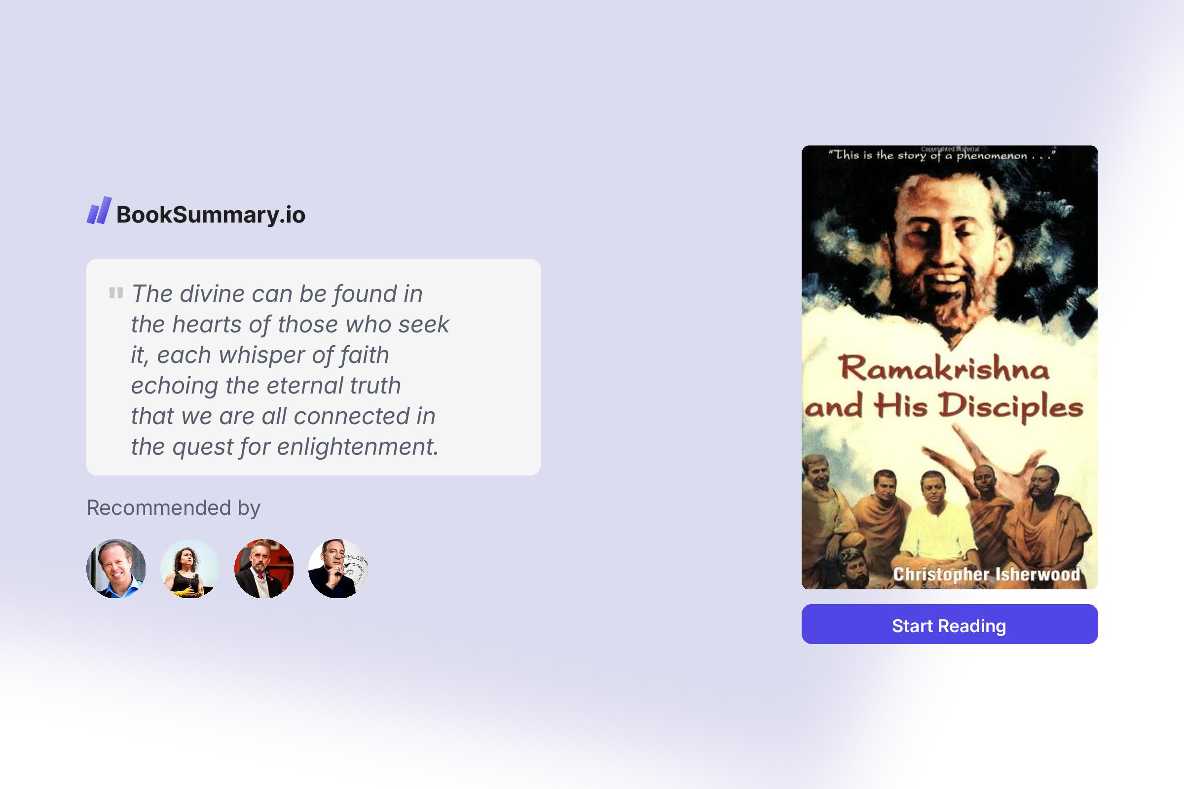 Ramakrishna and His Disciples Book Summary