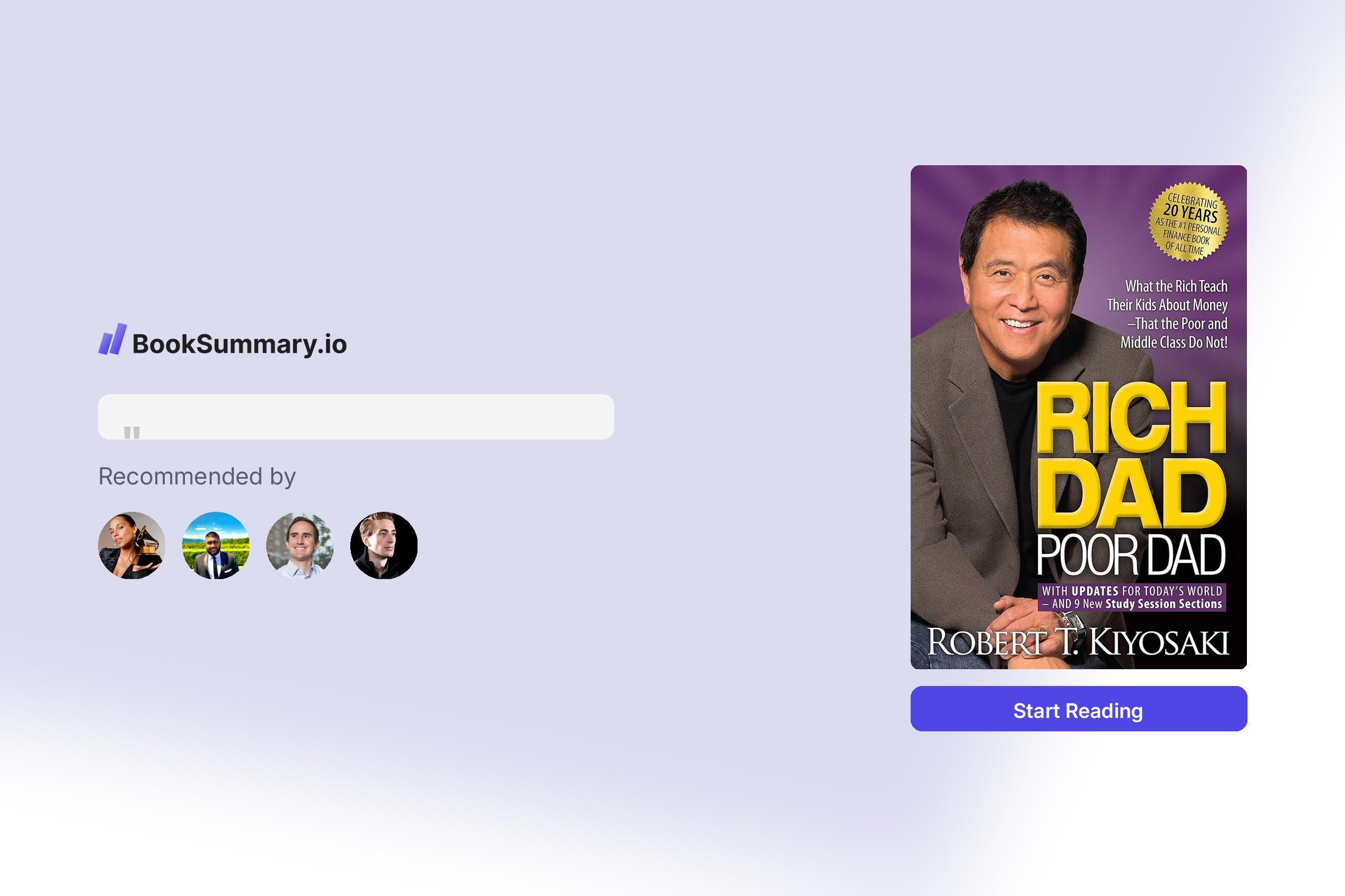 Rich Dad Poor Dad - What the Rich Teach Their Kids About Money Book Summary