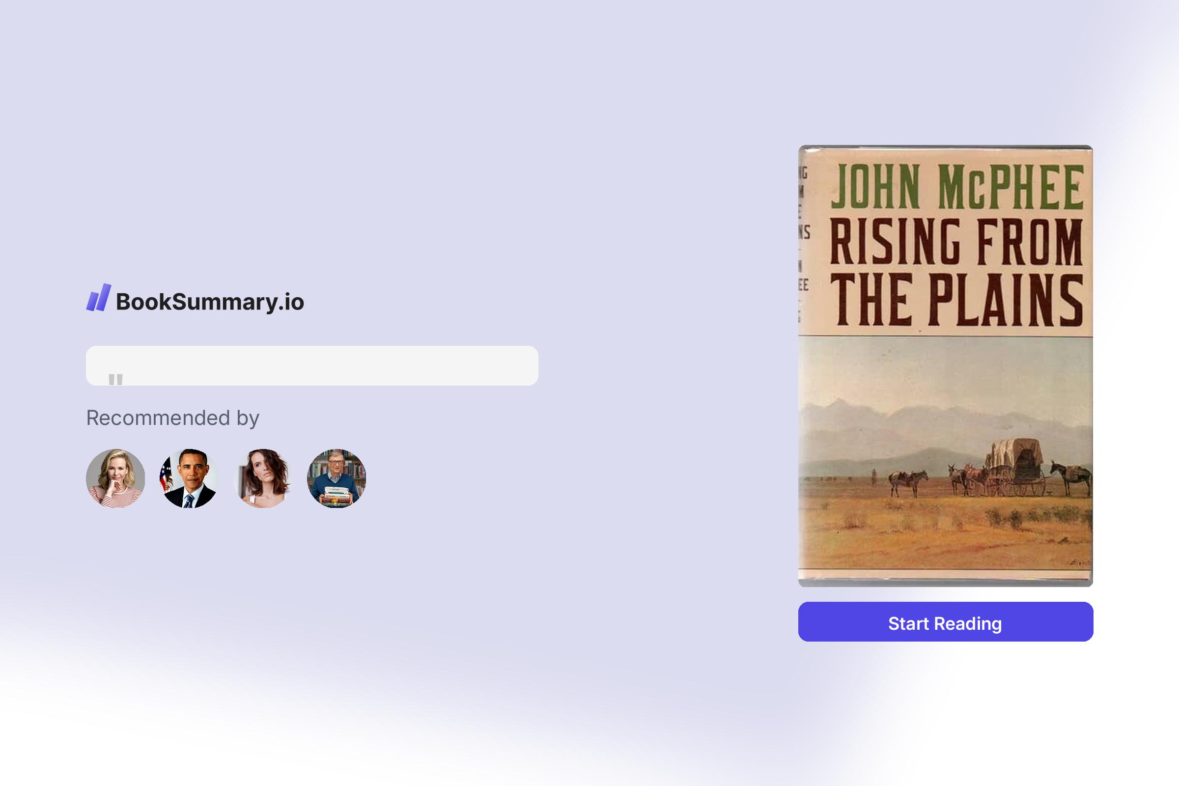 Rising from the Plains Book Summary