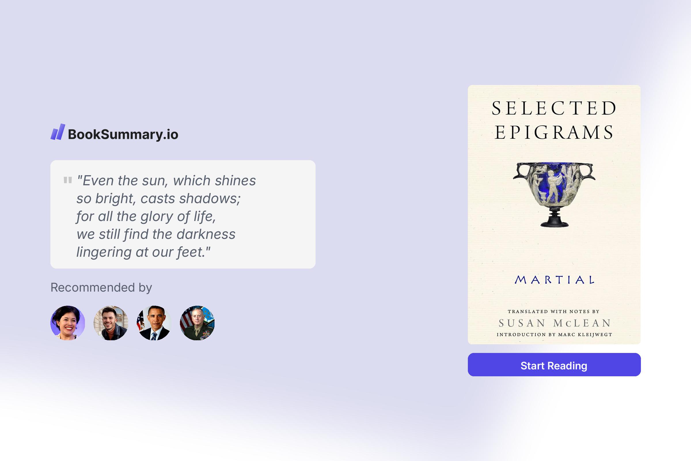 Selected Epigrams Book Summary