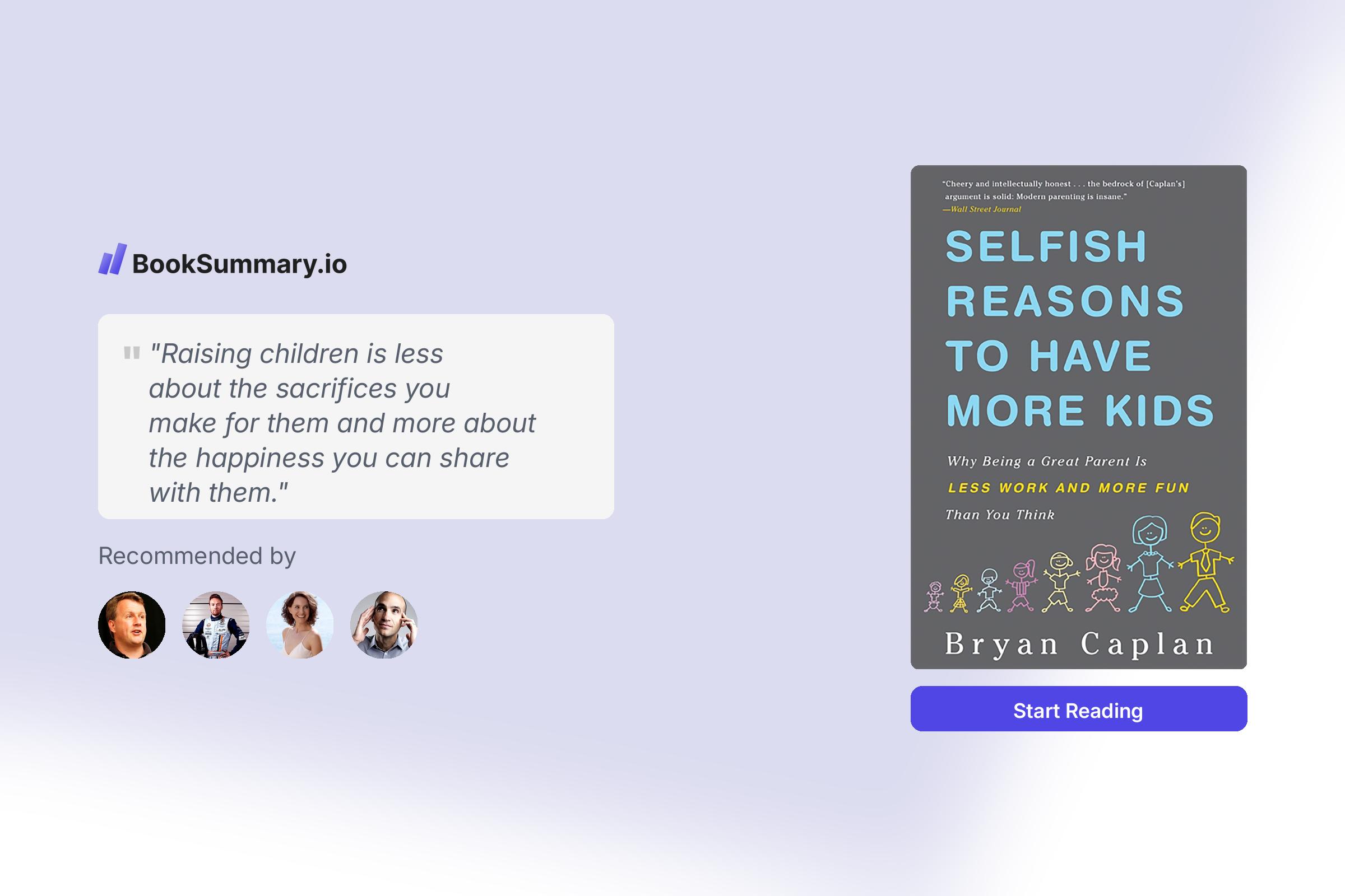 Selfish Reasons to Have More Kids Book Summary