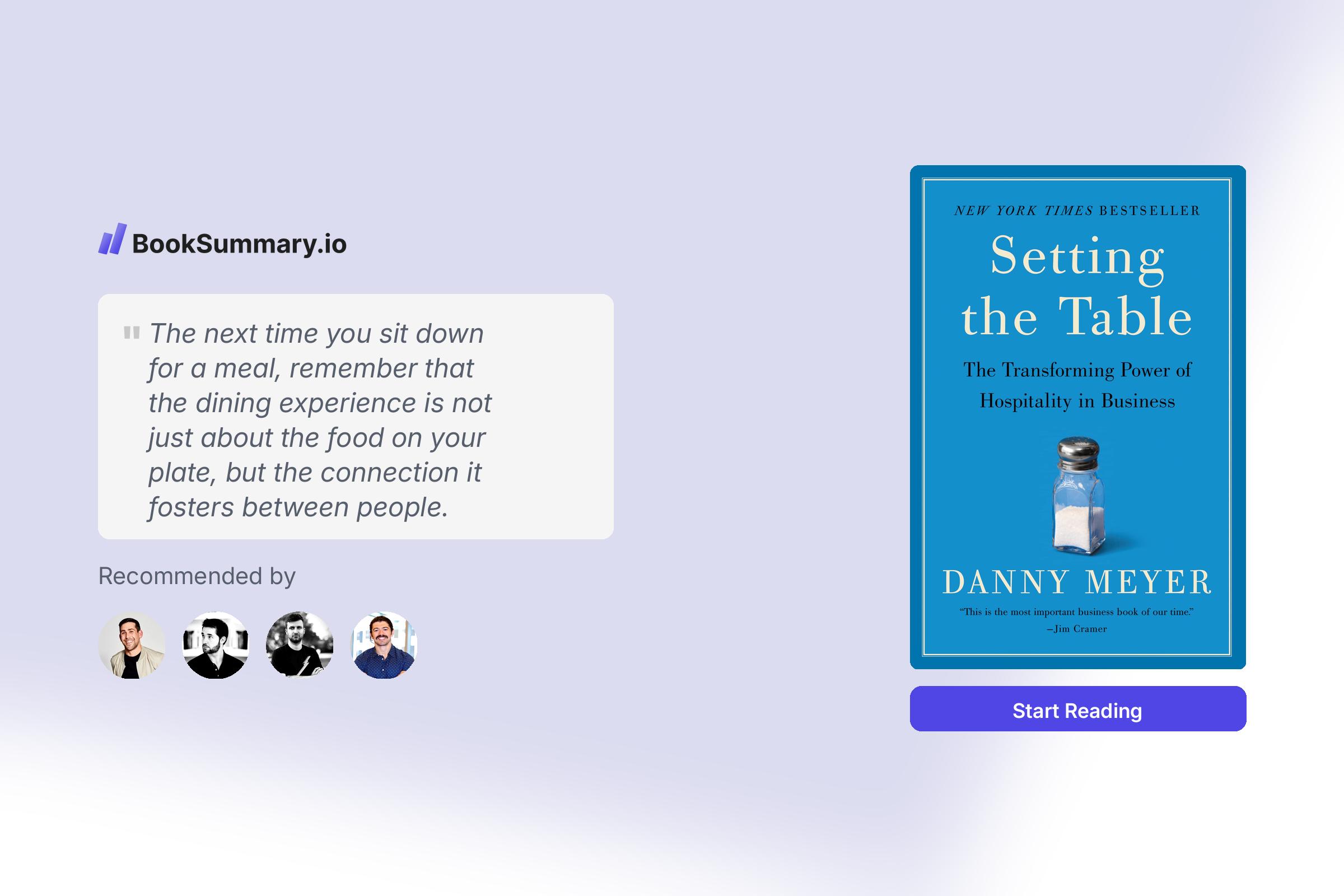 Setting the Table Book Summary