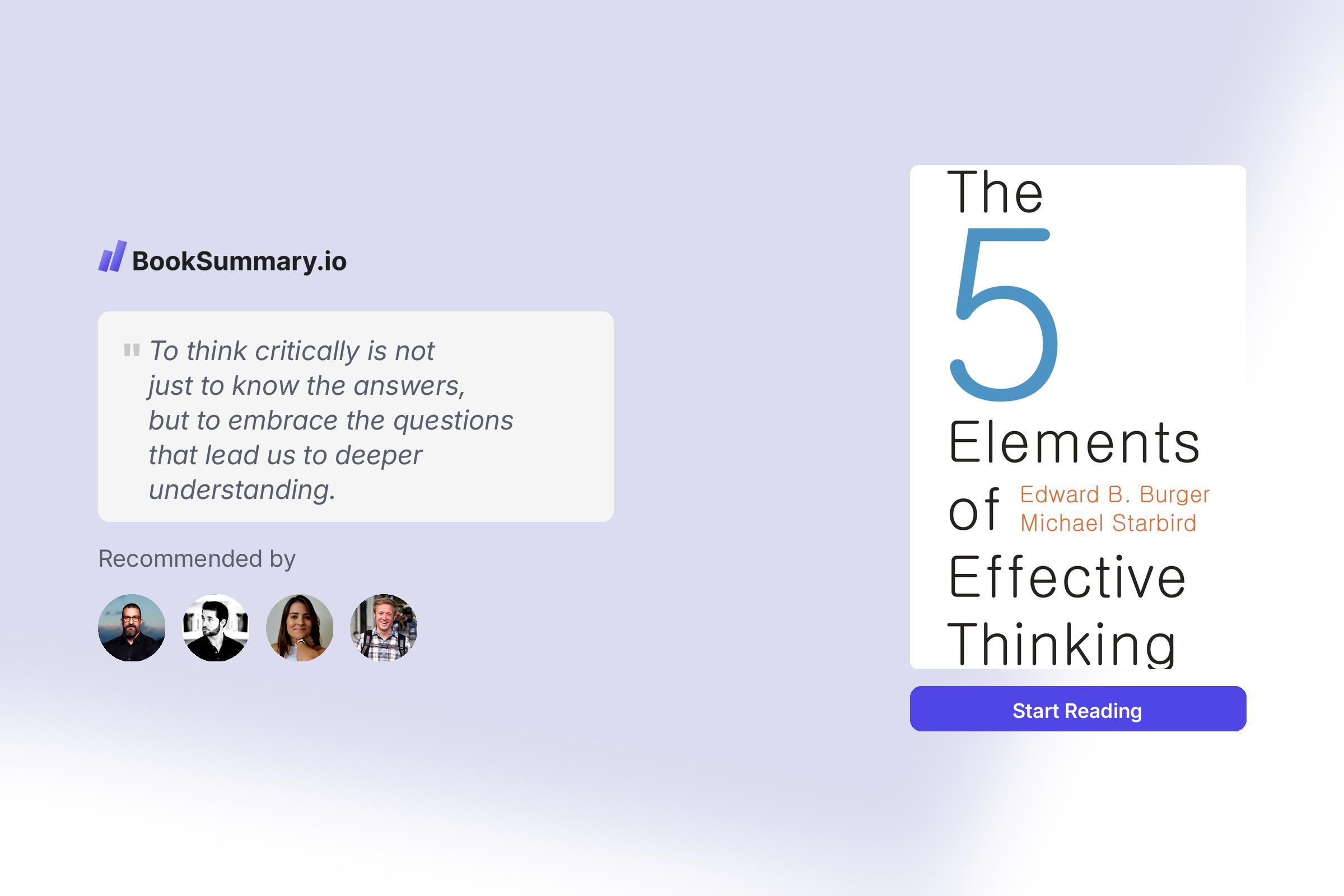 The 5 Elements of Effective Thinking Book Summary