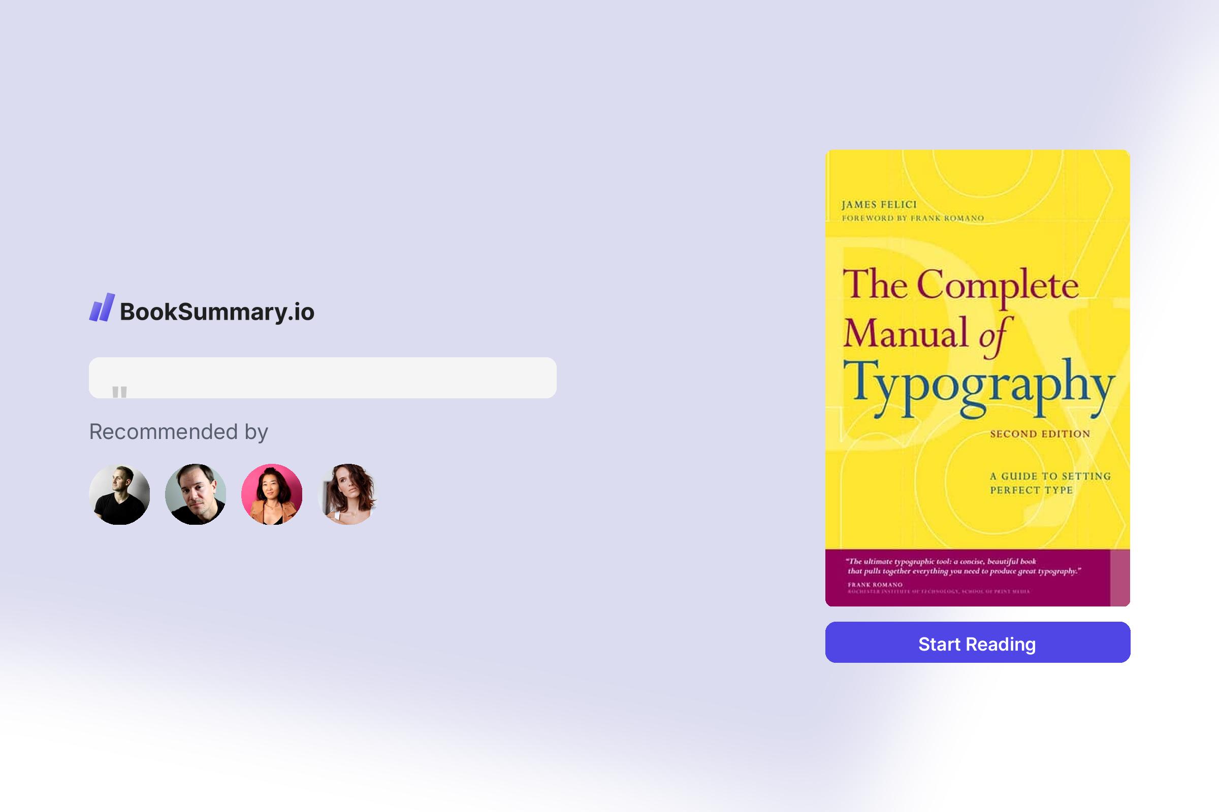 The Complete Manual of Typography Book Summary