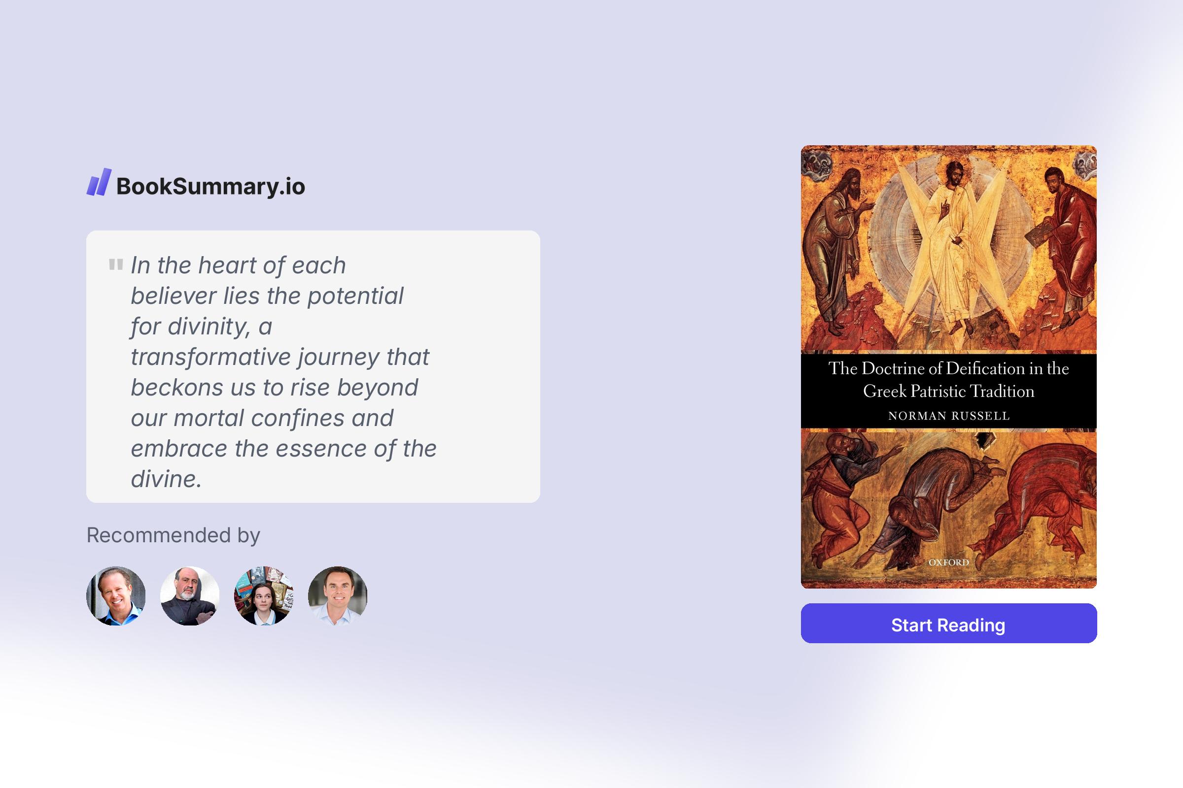 The Doctrine of Deification in the Greek Patristic Tradition Book Summary