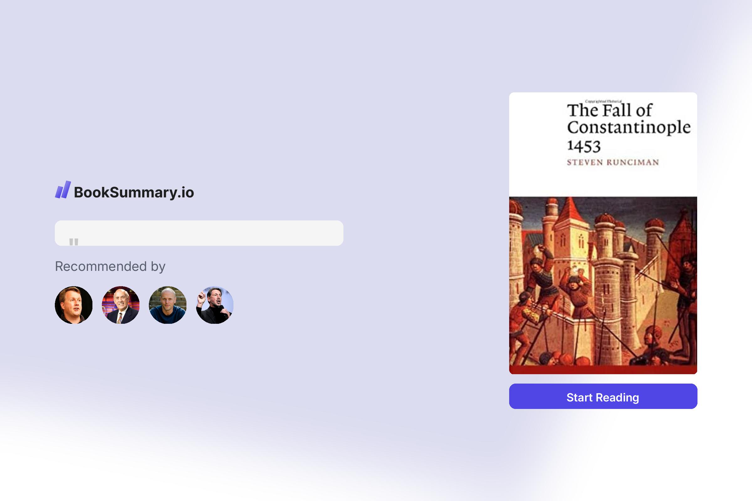 The Fall of Constantinople 1453 Book Summary