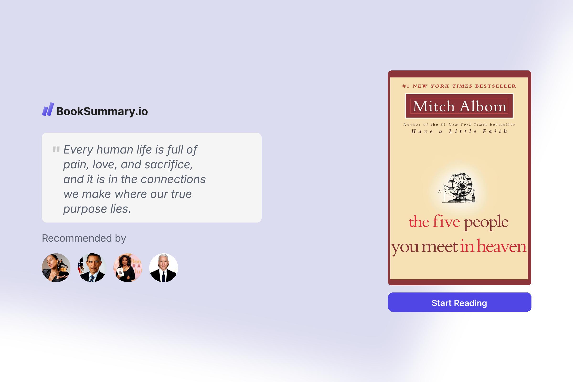 The Five People You Meet in Heaven Book Summary