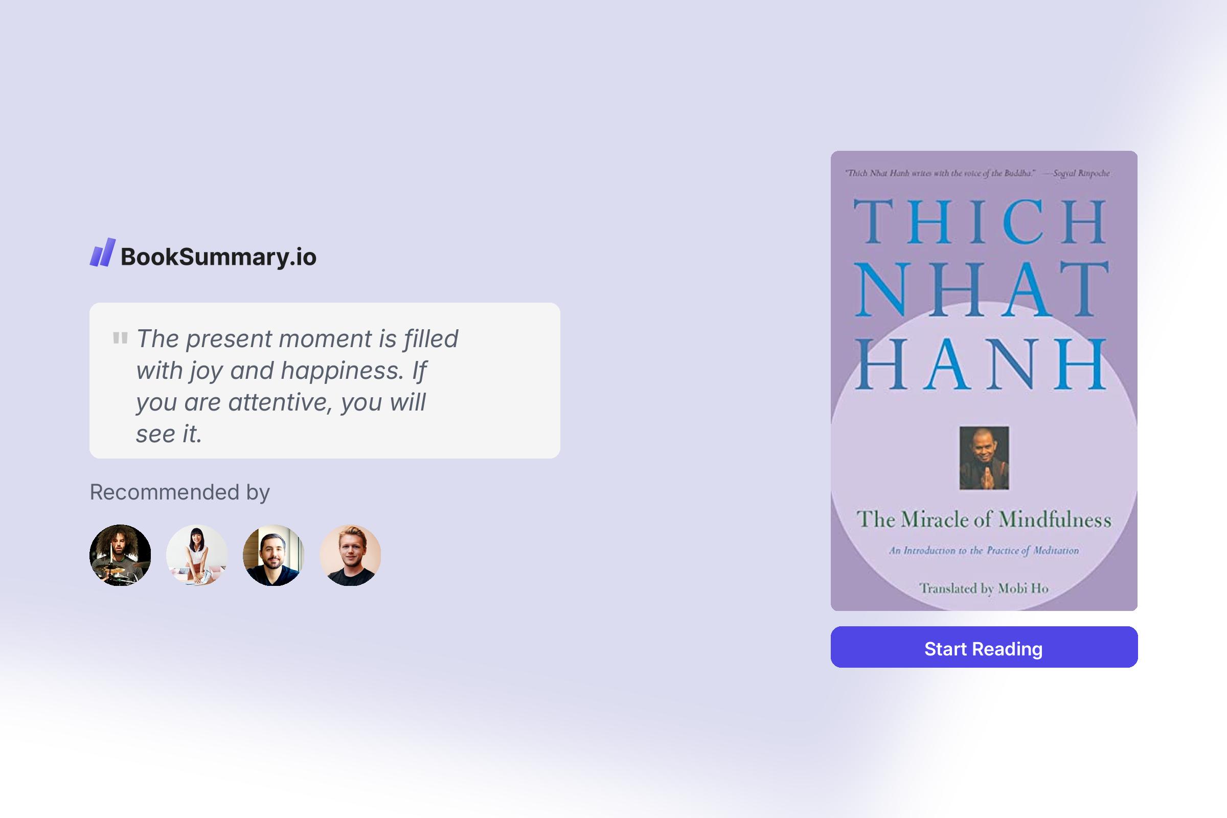 The Miracle of Mindfulness Book Summary