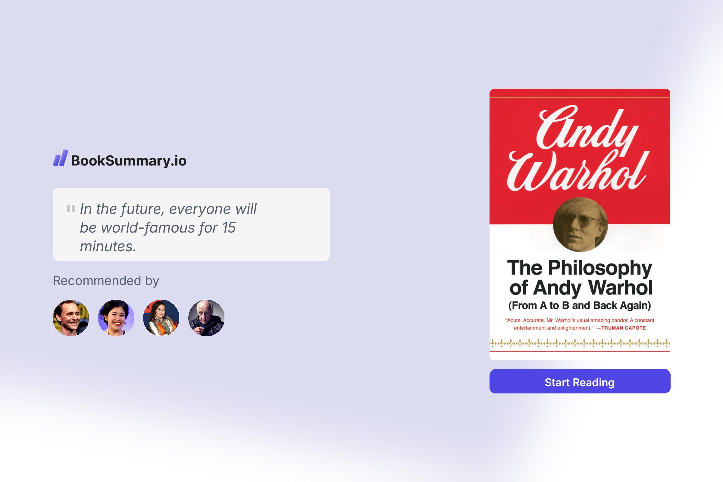 The Philosophy of Andy Warhol Book Summary