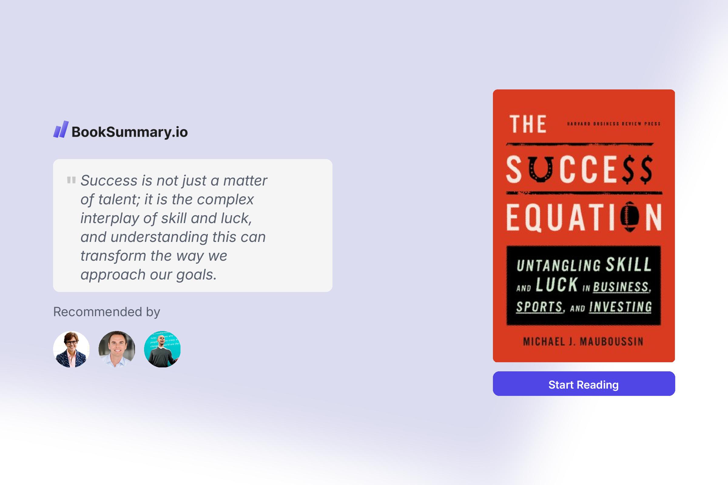 The Success Equation Book Summary