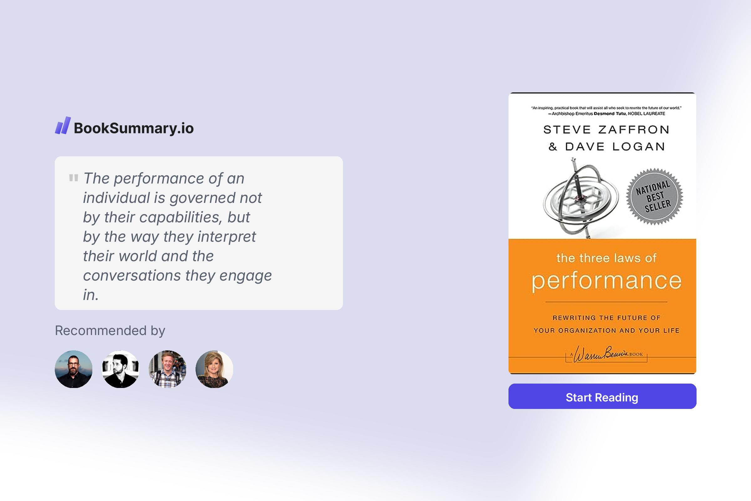 The Three Laws of Performance Book Summary