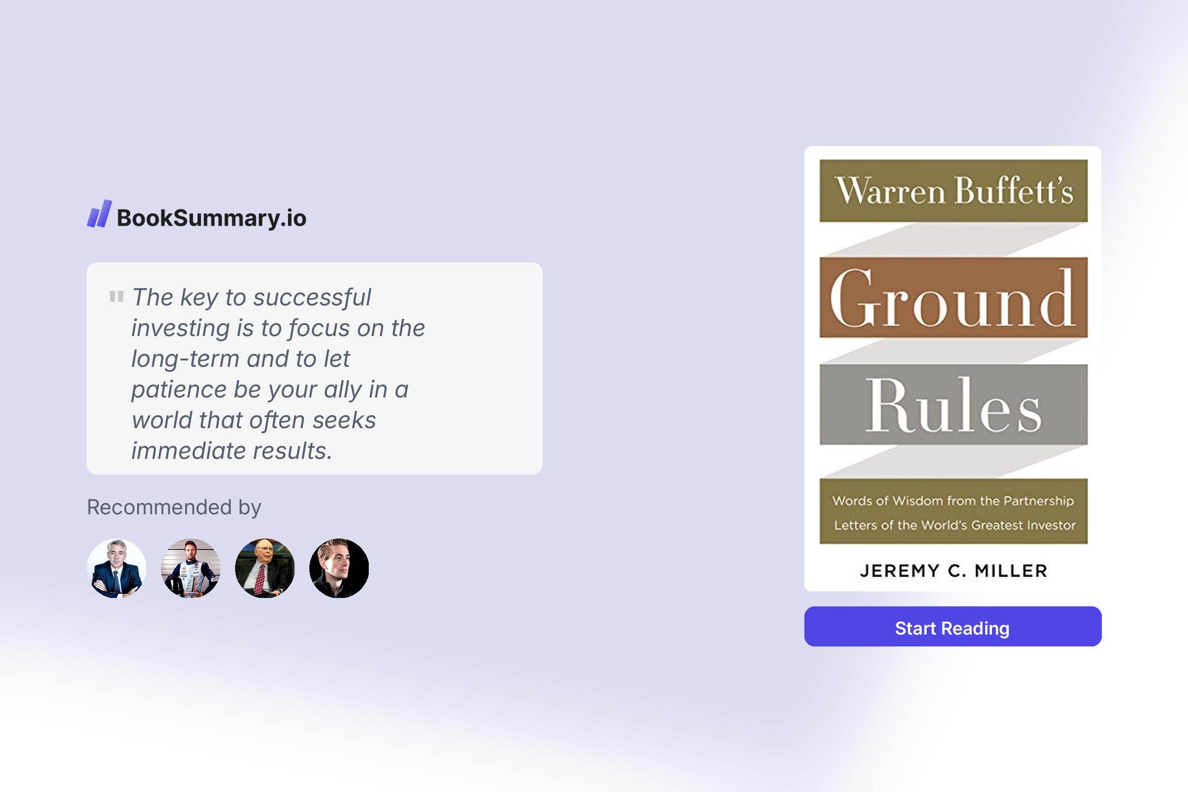 Warren Buffett's Ground Rules Book Summary