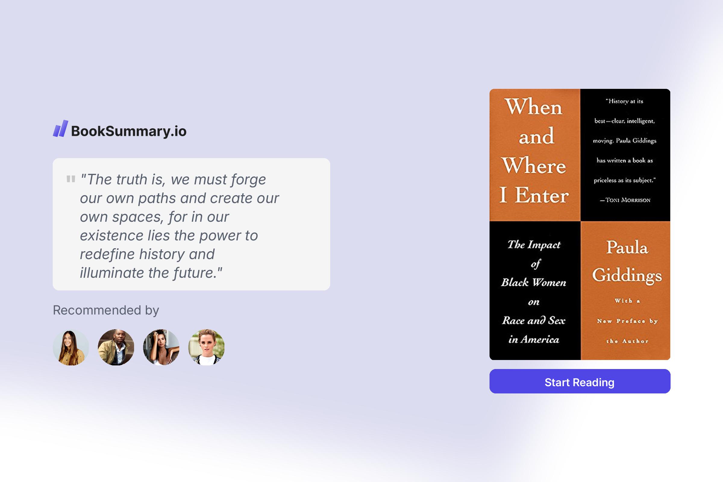 When and Where I Enter Book Summary