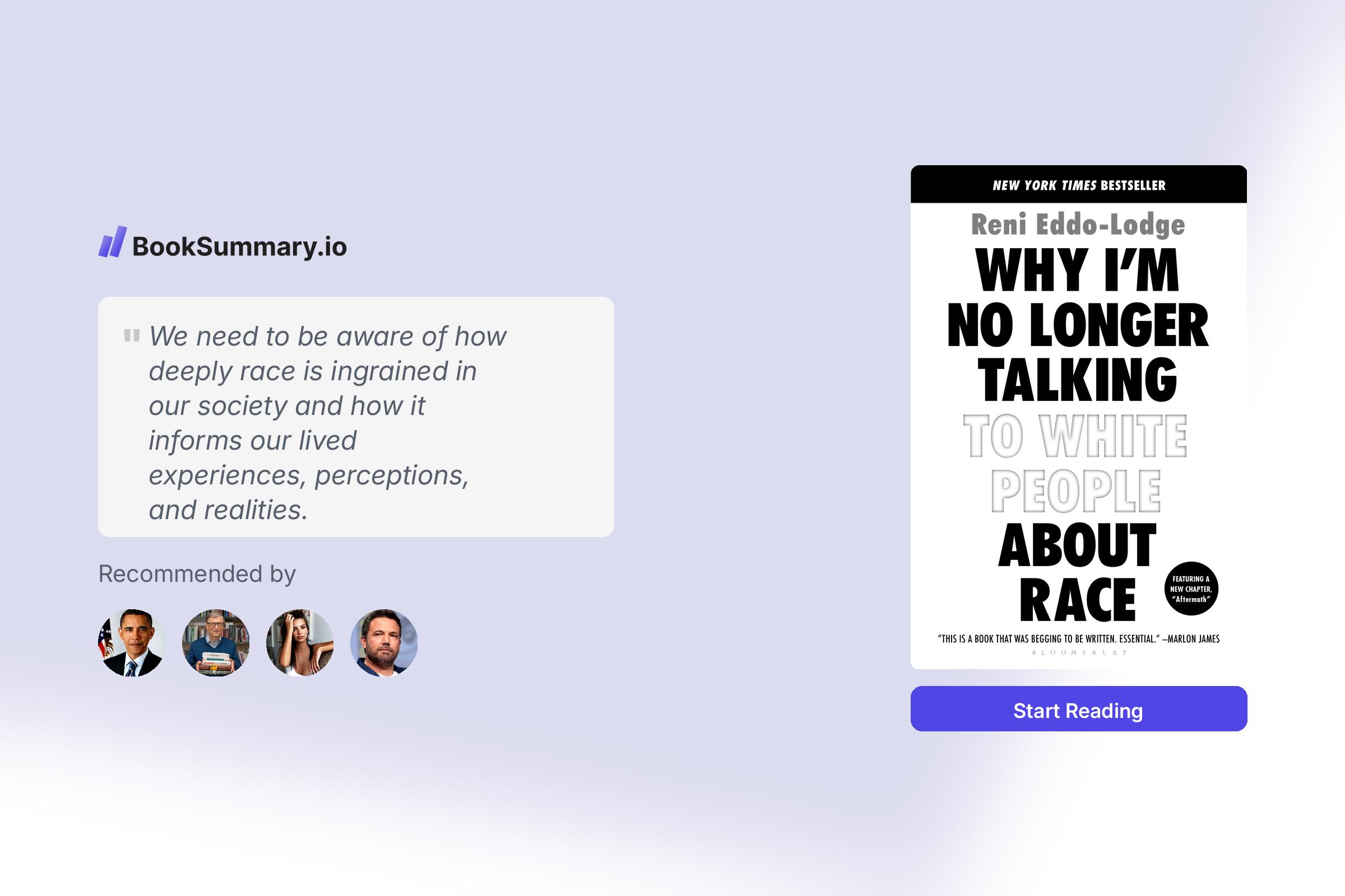 Why I’m No Longer Talking to White People About Race Book Summary