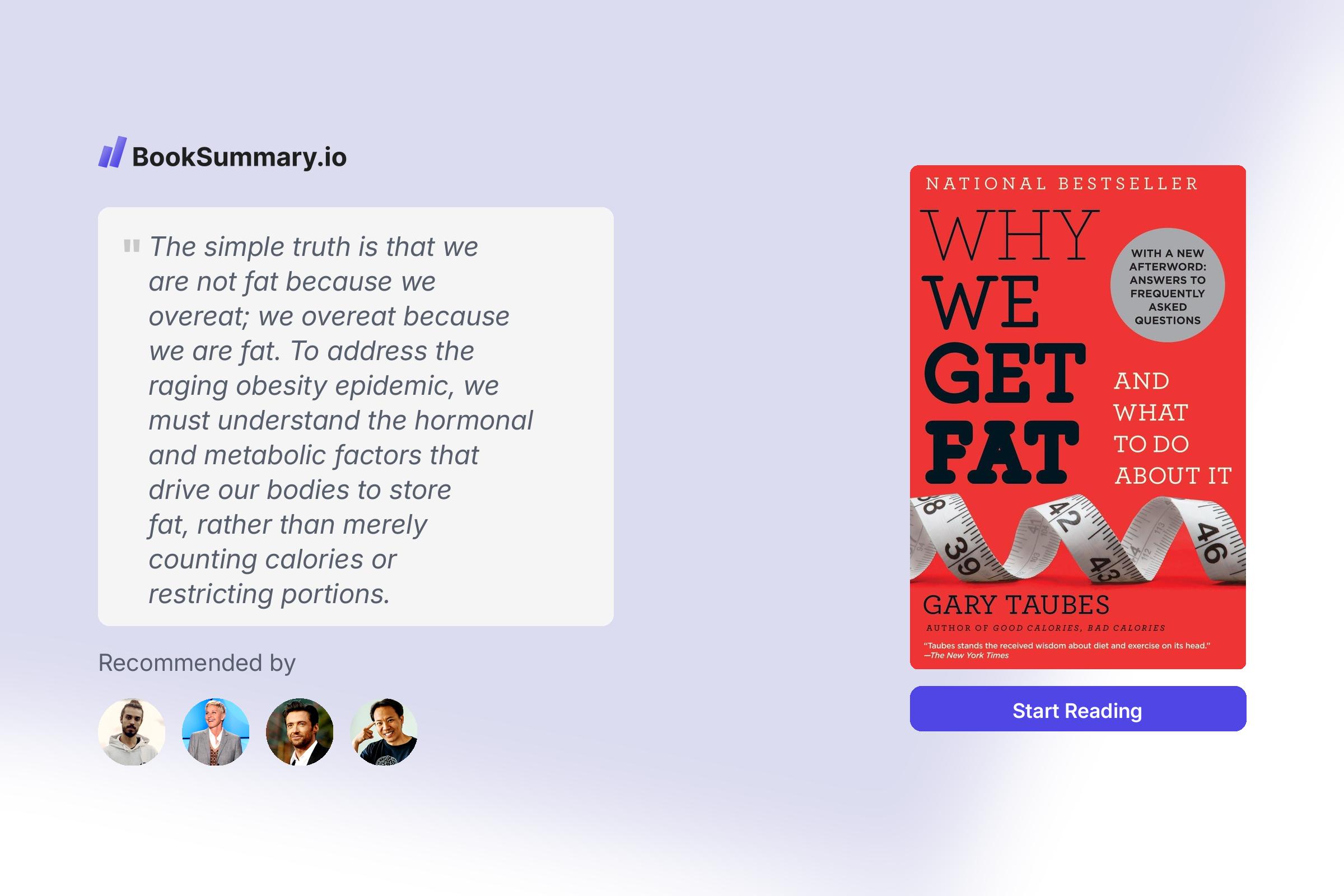 Why We Get Fat Book Summary