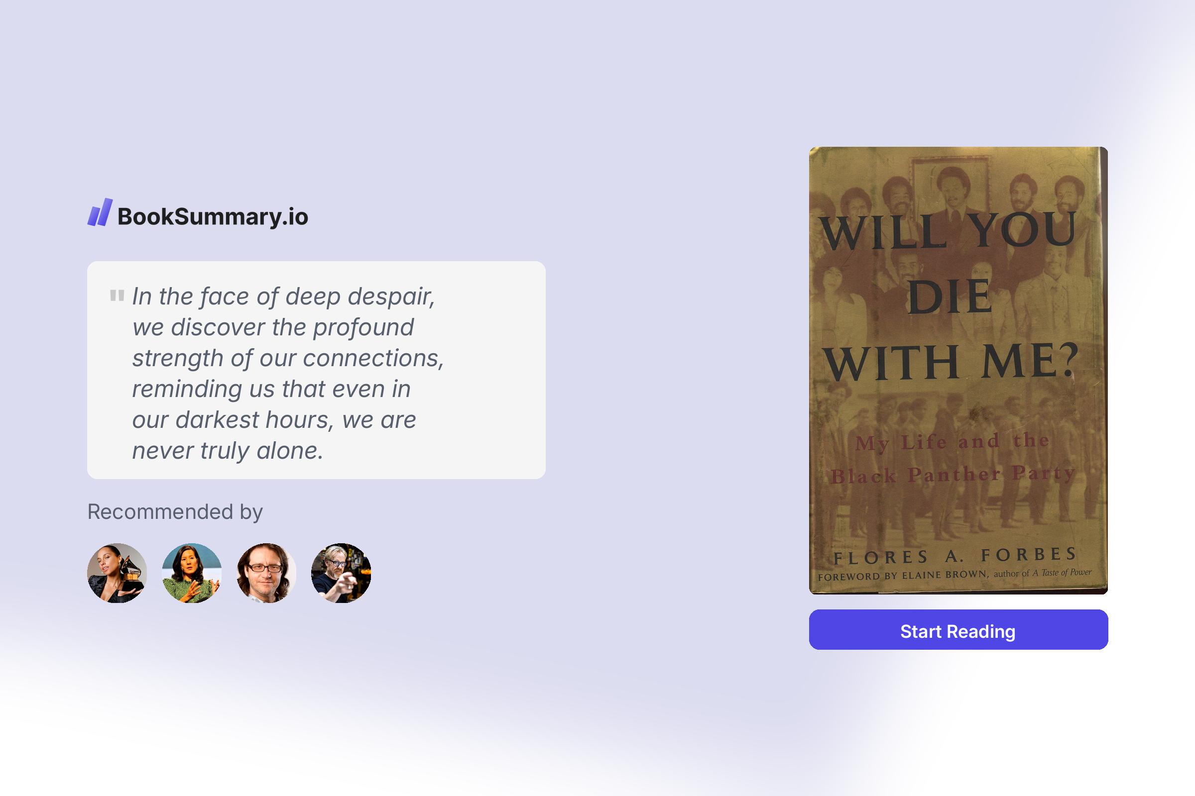 Will You Die with Me? Book Summary